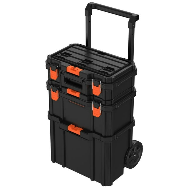 BLACK+DECKER 3 Piece Stackable Rolling Tool Box Storage System - Walmart.com