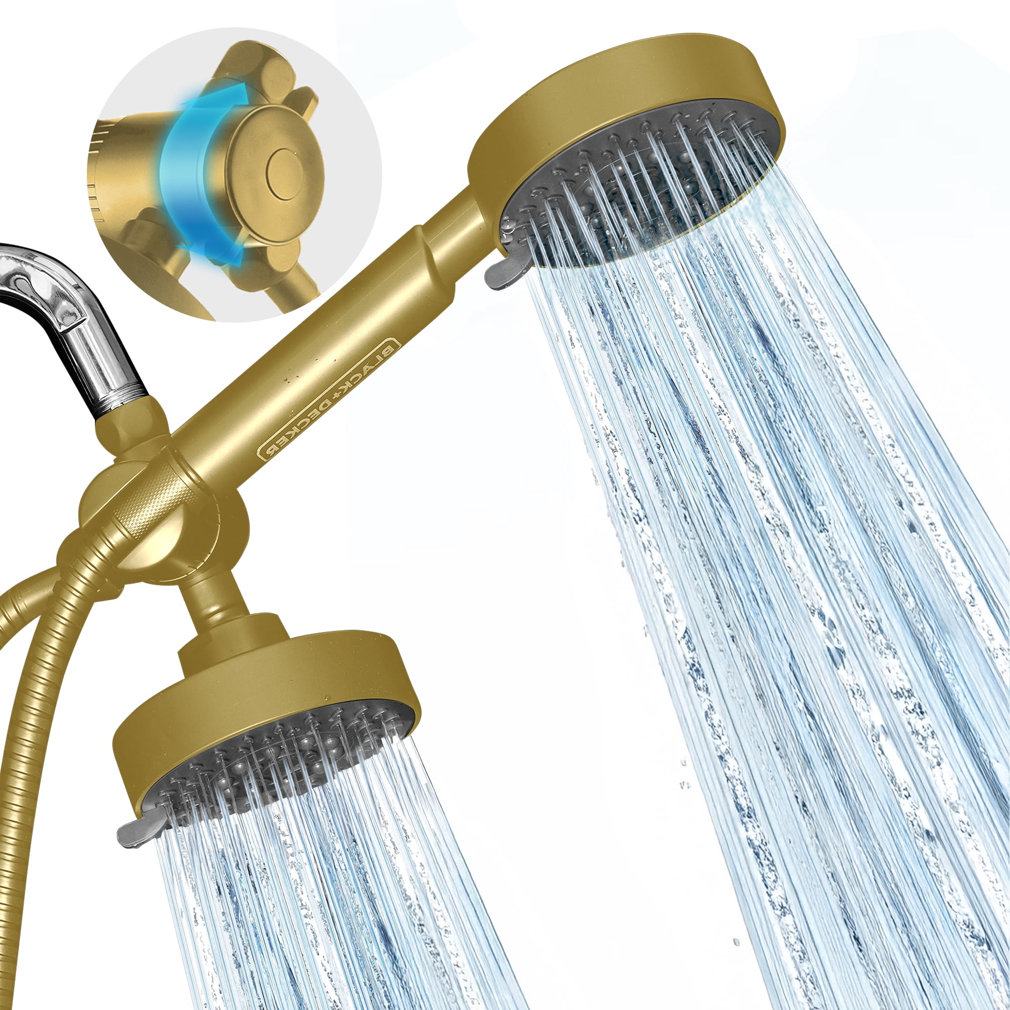 BLACK+DECKER Stainless Steel Dual Shower Heads with 5-Spray Setting ...