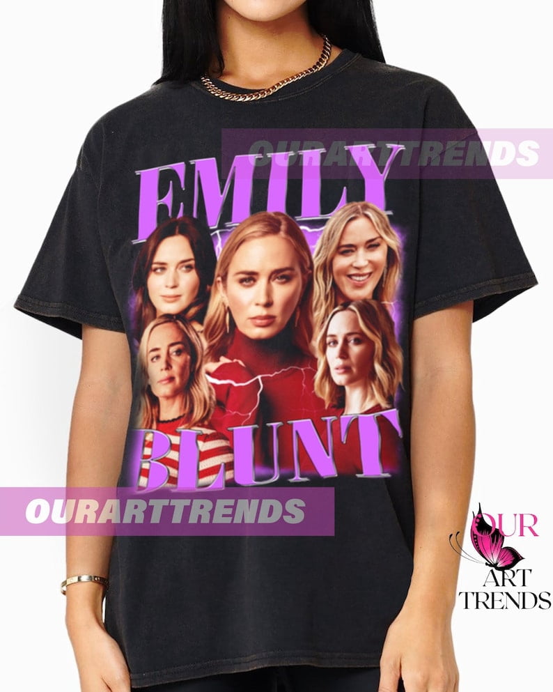[BLACK] Emily Blunt Shirt T-shirt Retro Vintage Bootleg - Walmart.com