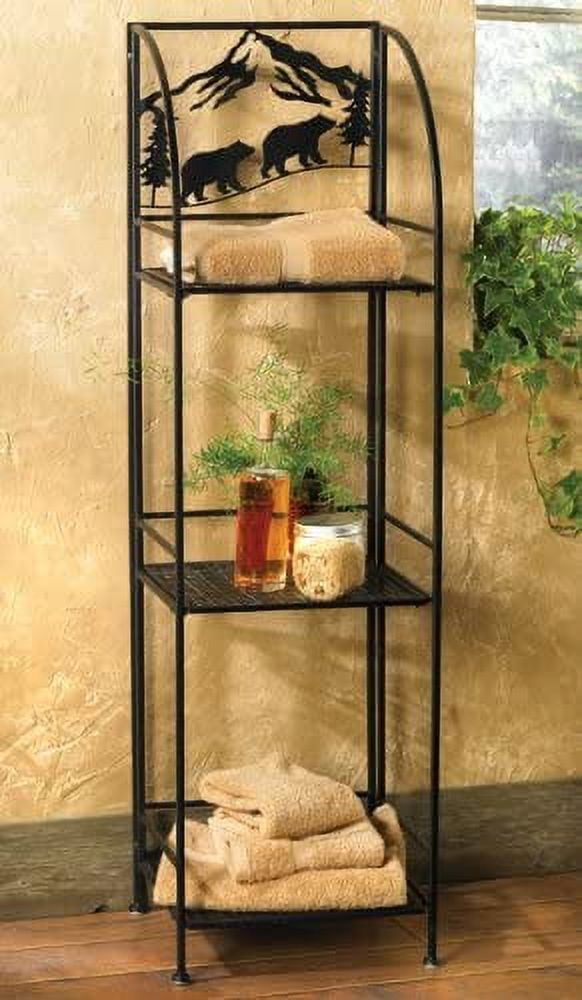 BLACK FOREST DECOR Bear Metal Linen Shelf - Rustic 3-Tier Storage Rack ...