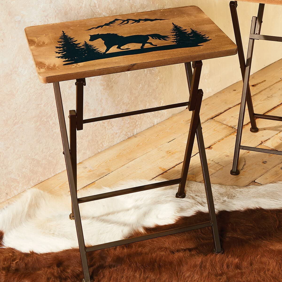 BLACK FOREST DECOR Galloping Horse Folding Side/Tray Table - Walmart.com