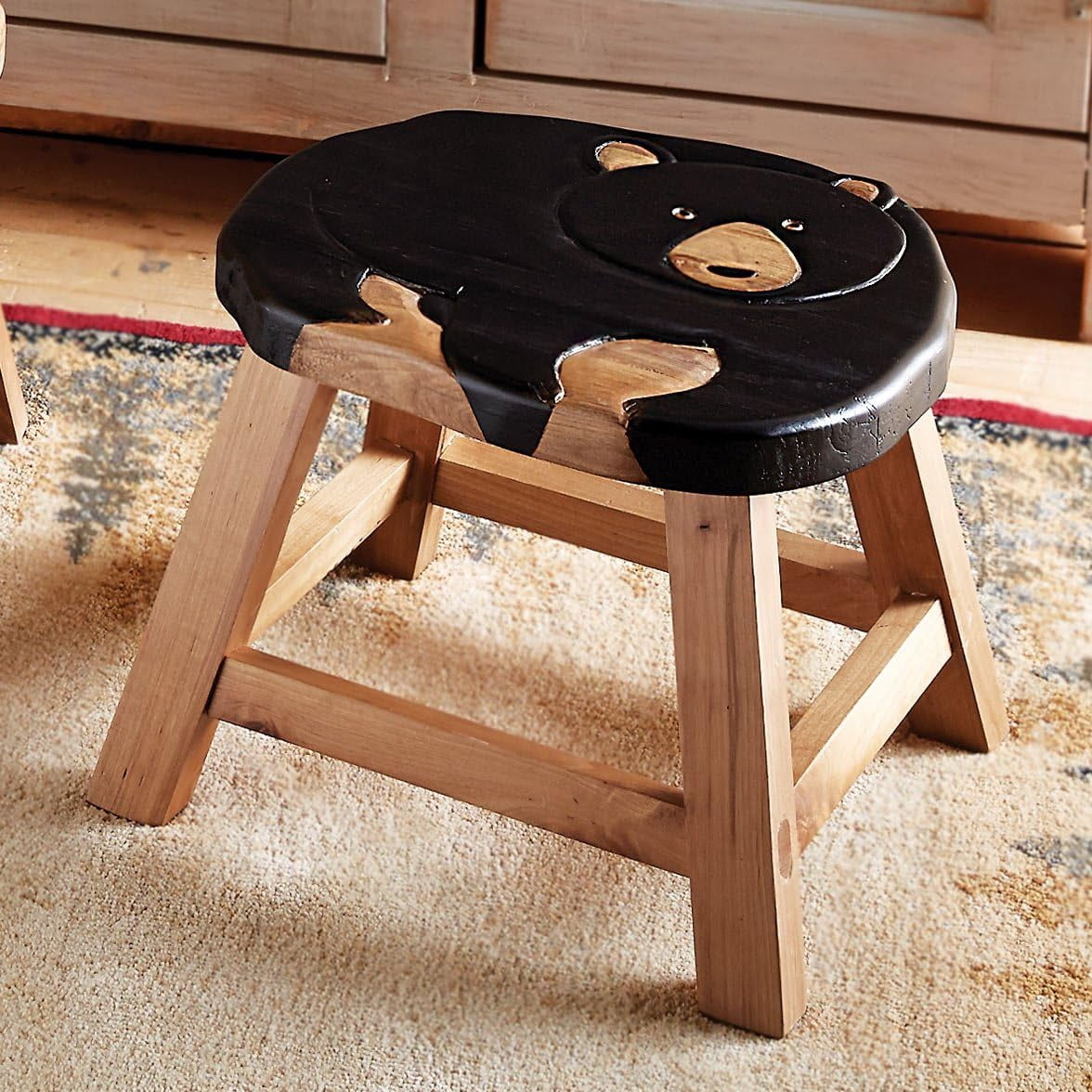 BLACK FOREST DECOR Hand-Carved Wood Bear Footstool - Walmart.com