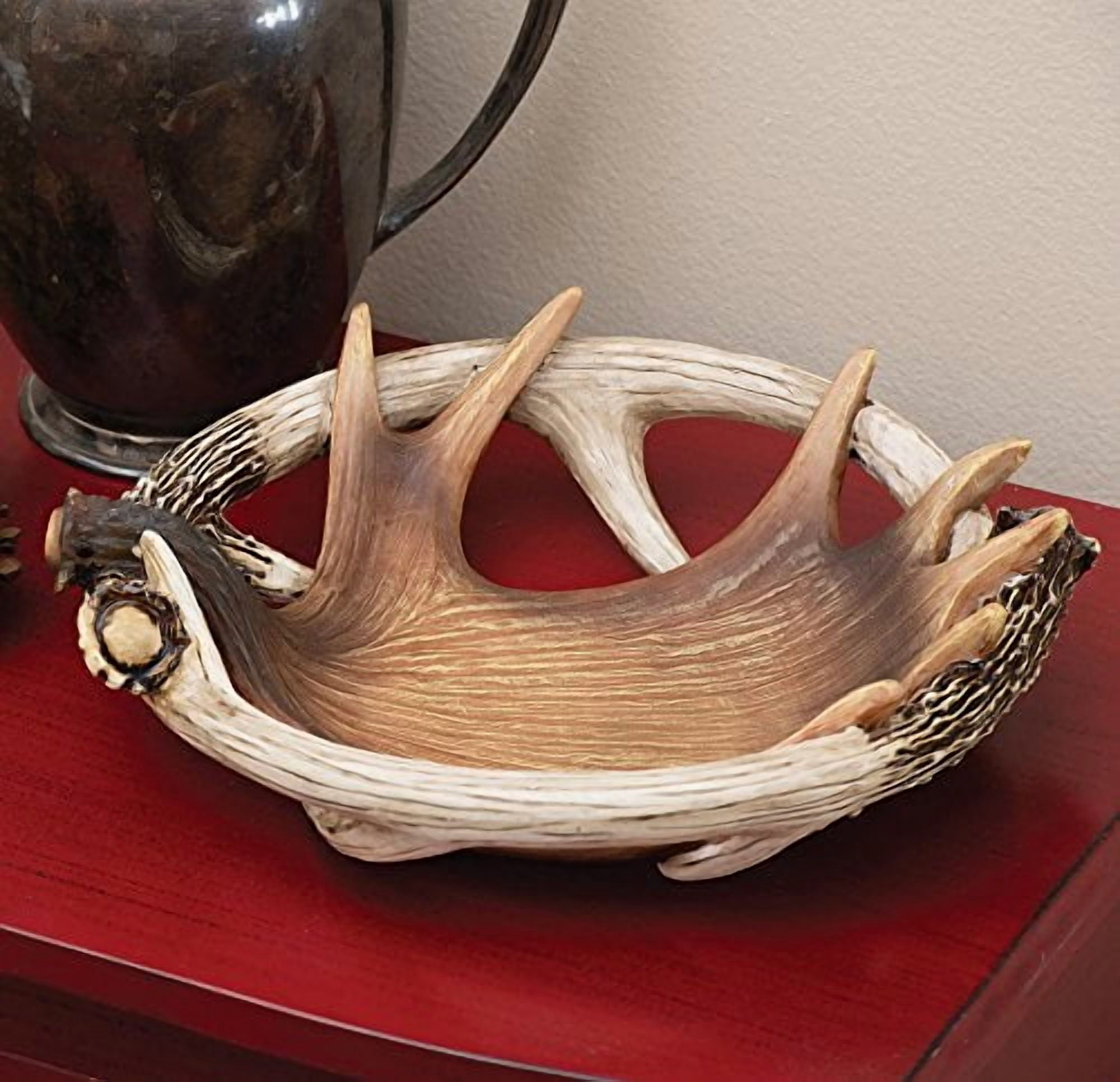 BLACK FOREST DECOR Moose & Deer Antler Decorative Bowl – Polyresin ...