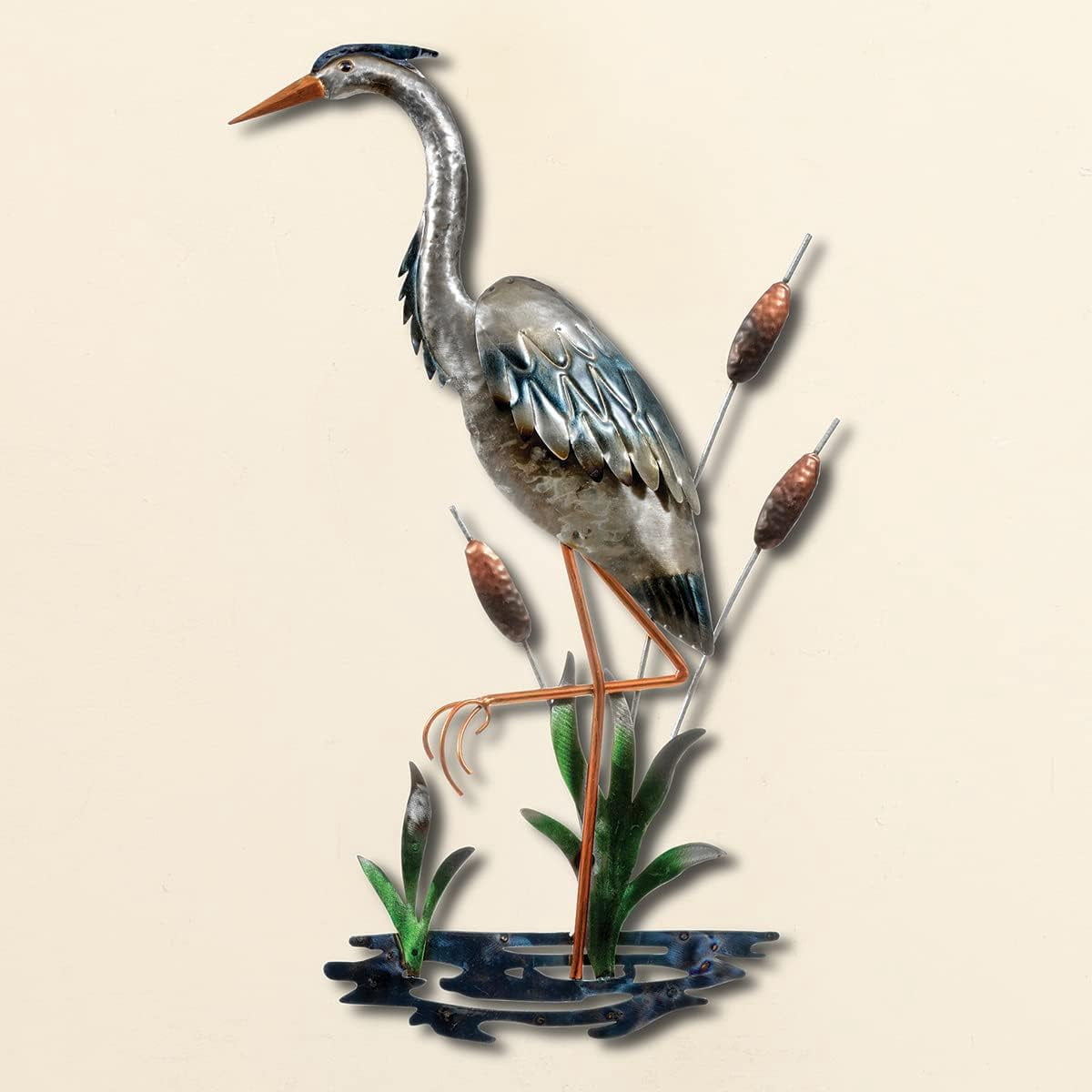 BLACK FOREST DECOR Silvery Heron Metal Wall Art - Walmart.com