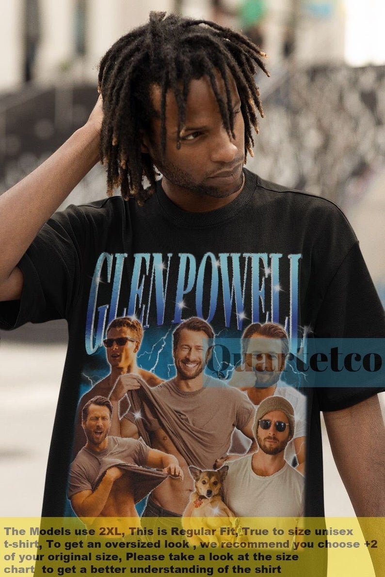 [BLACK] Glen Powell, Glen Powell Shirt, Glen Powell Vintage Tshirt ...