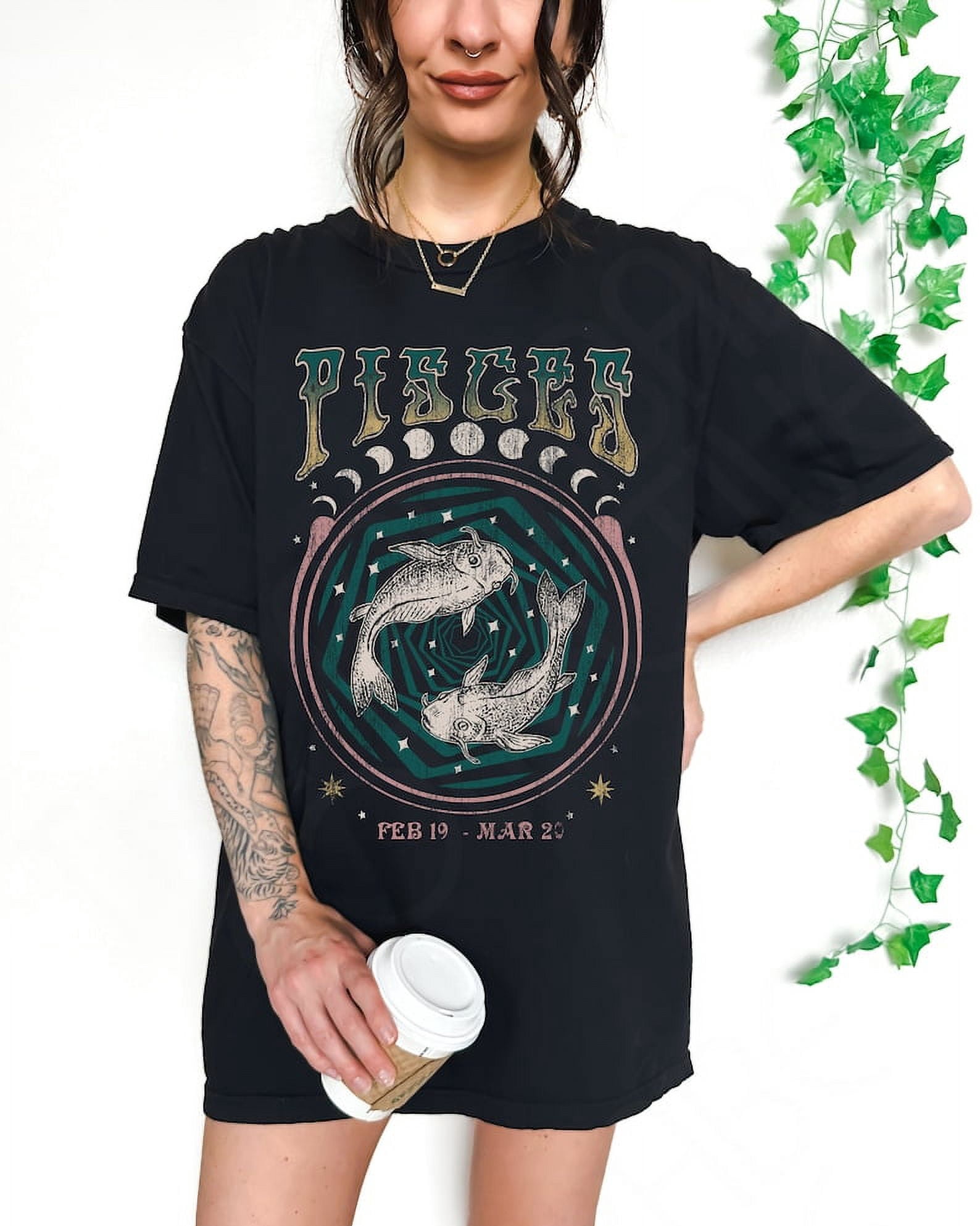 [BLACK] Graphic Tee - Pisces Zodiac Shirt, zodiac band tee, vintage ...