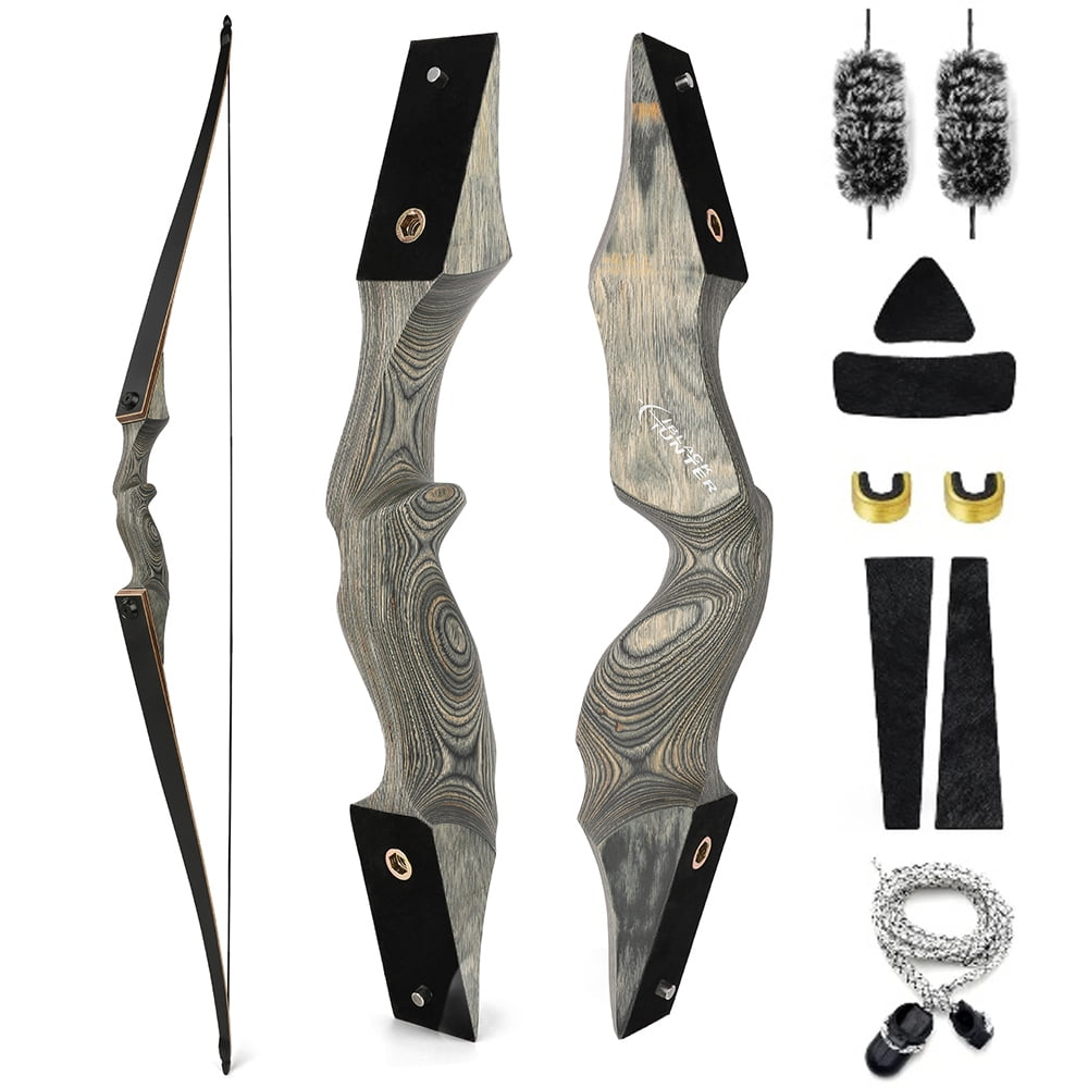 BLACK HUNTER 60" Traditional Hunting Recurve Bow 20-60 lbs - Walmart.com