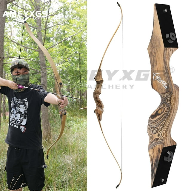 BLACK HUNTER Recurve Bow 20-60lbs Bamboo Core Limbs Wooden Riser ...
