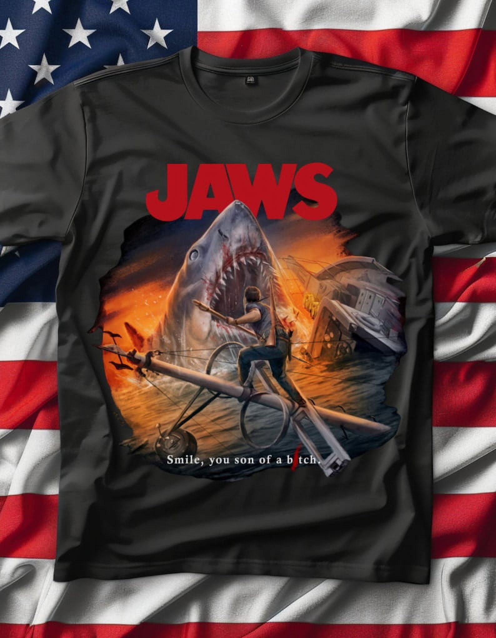 [BLACK] Jaws Horror Movie Shirt, Jaws Summer Horror Shirt, Jaws Shirt ...