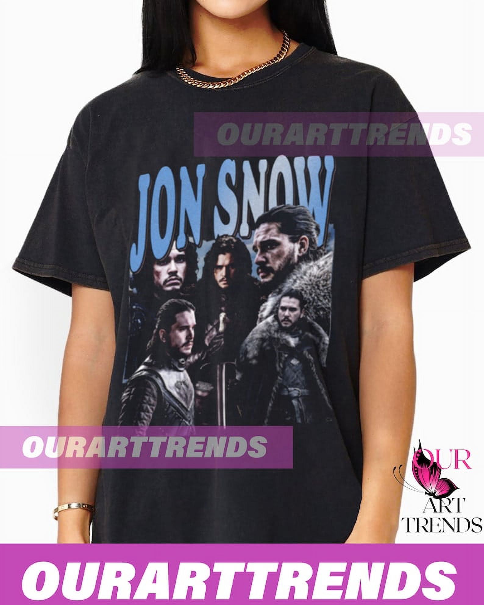[BLACK] Jon Snow T-shirt Retro Vintage Bootleg - Walmart.com