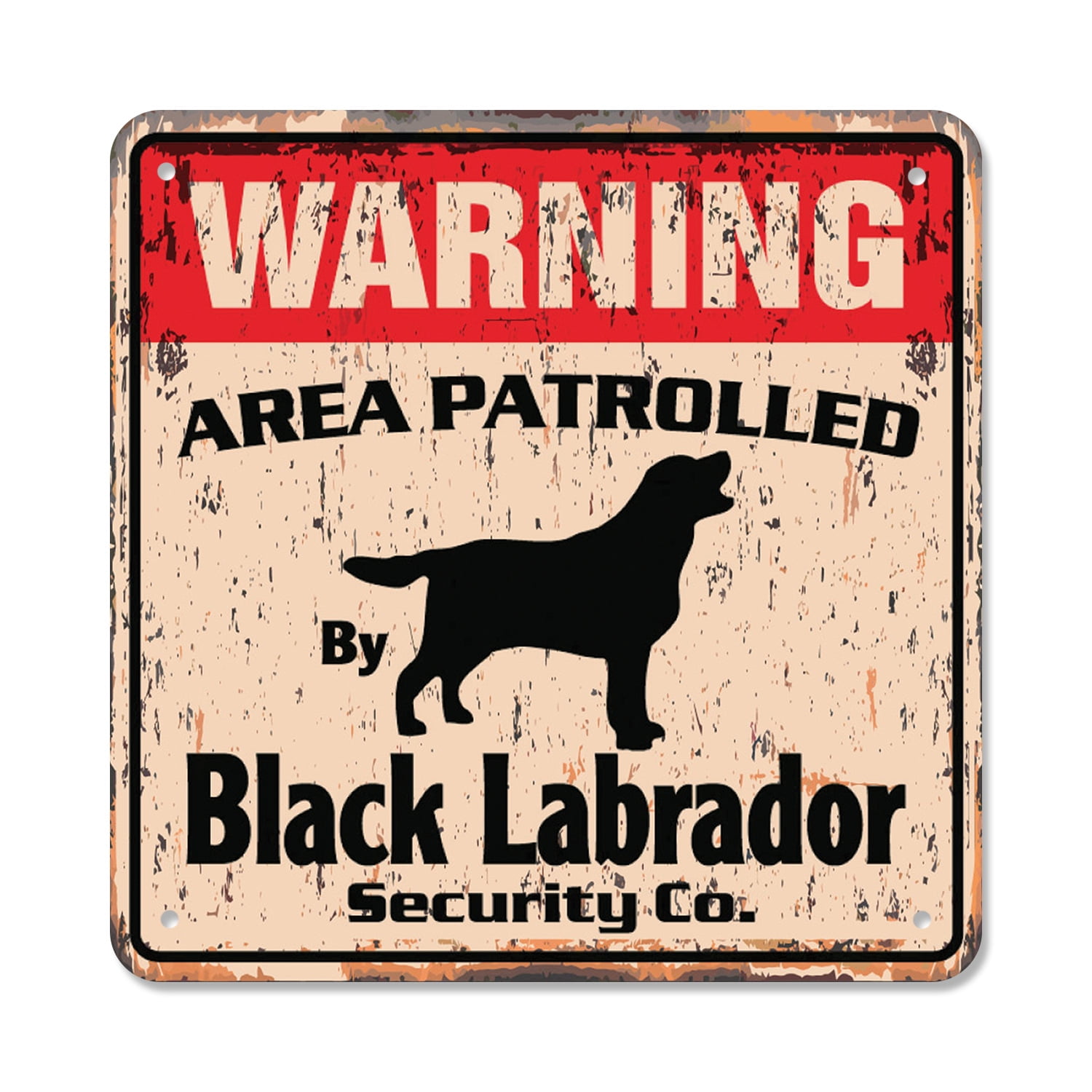 BLACK LABRADOR Vintage Security Sign Area Patrolled pet retriever dog ...