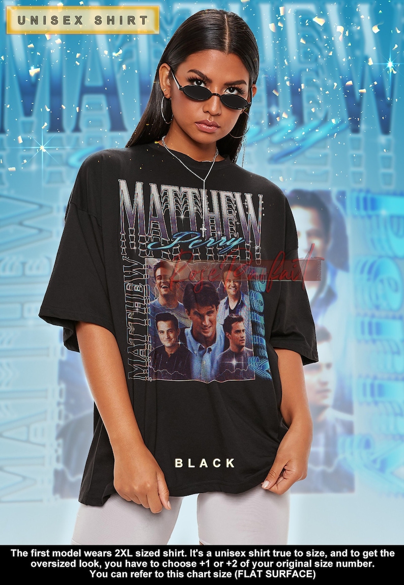 [BLACK] MATTHEW PERRY Retro T-shirt - Walmart.com