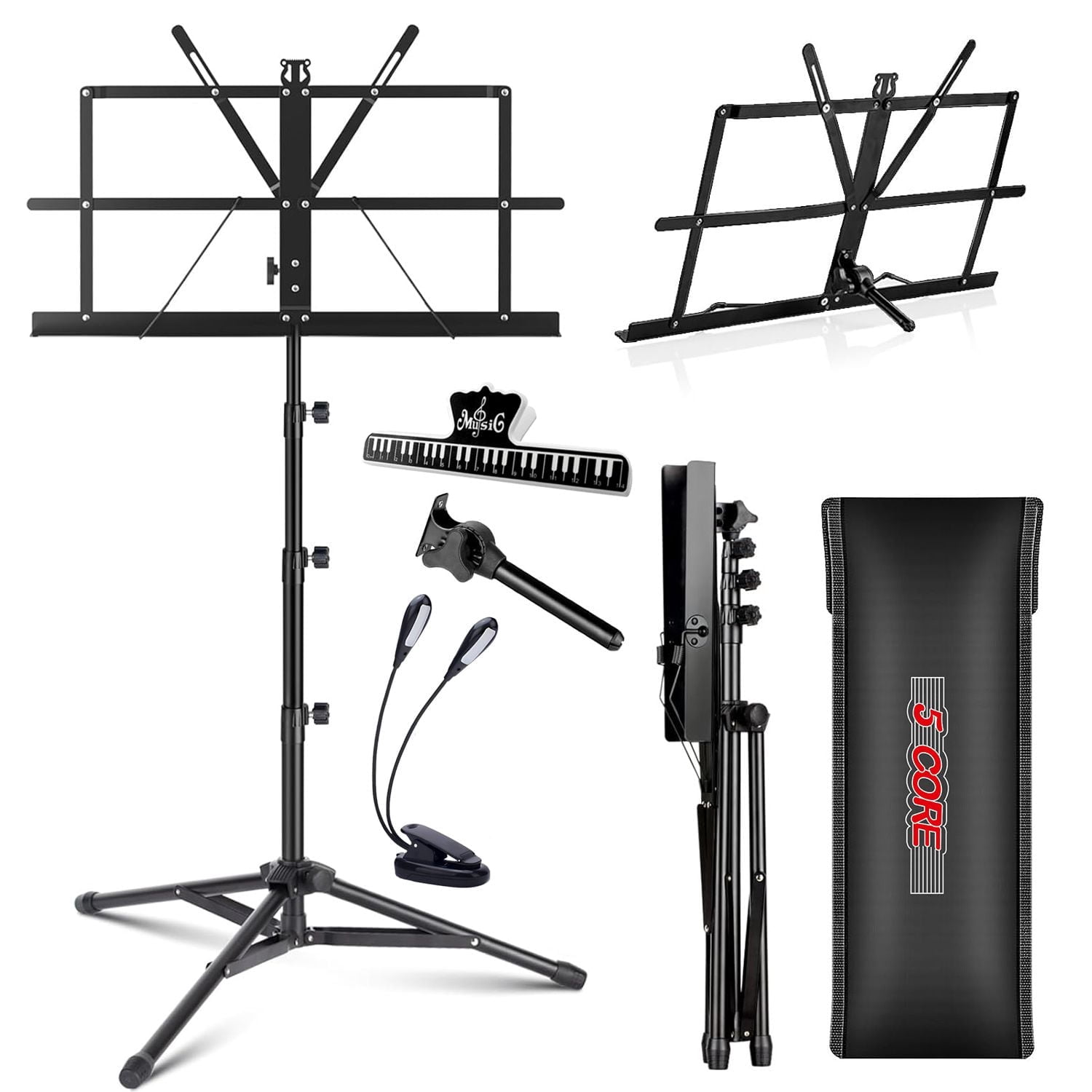 BLACK Music Stand Adjustable Desktop Book Stands Portable Sheet Holder ...