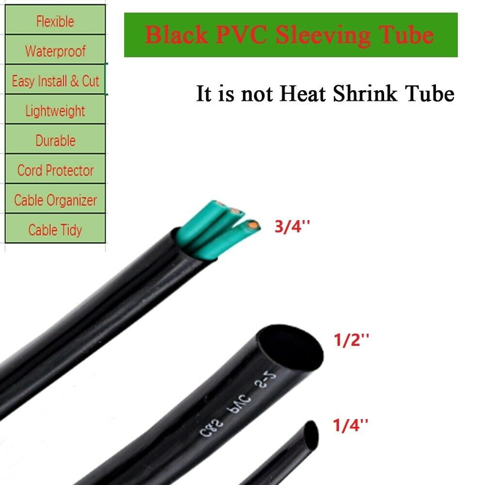 BLACK PVC Sleeve Wiring Harness Loom FLEXABLE Wire Cover TUBE CORD ...