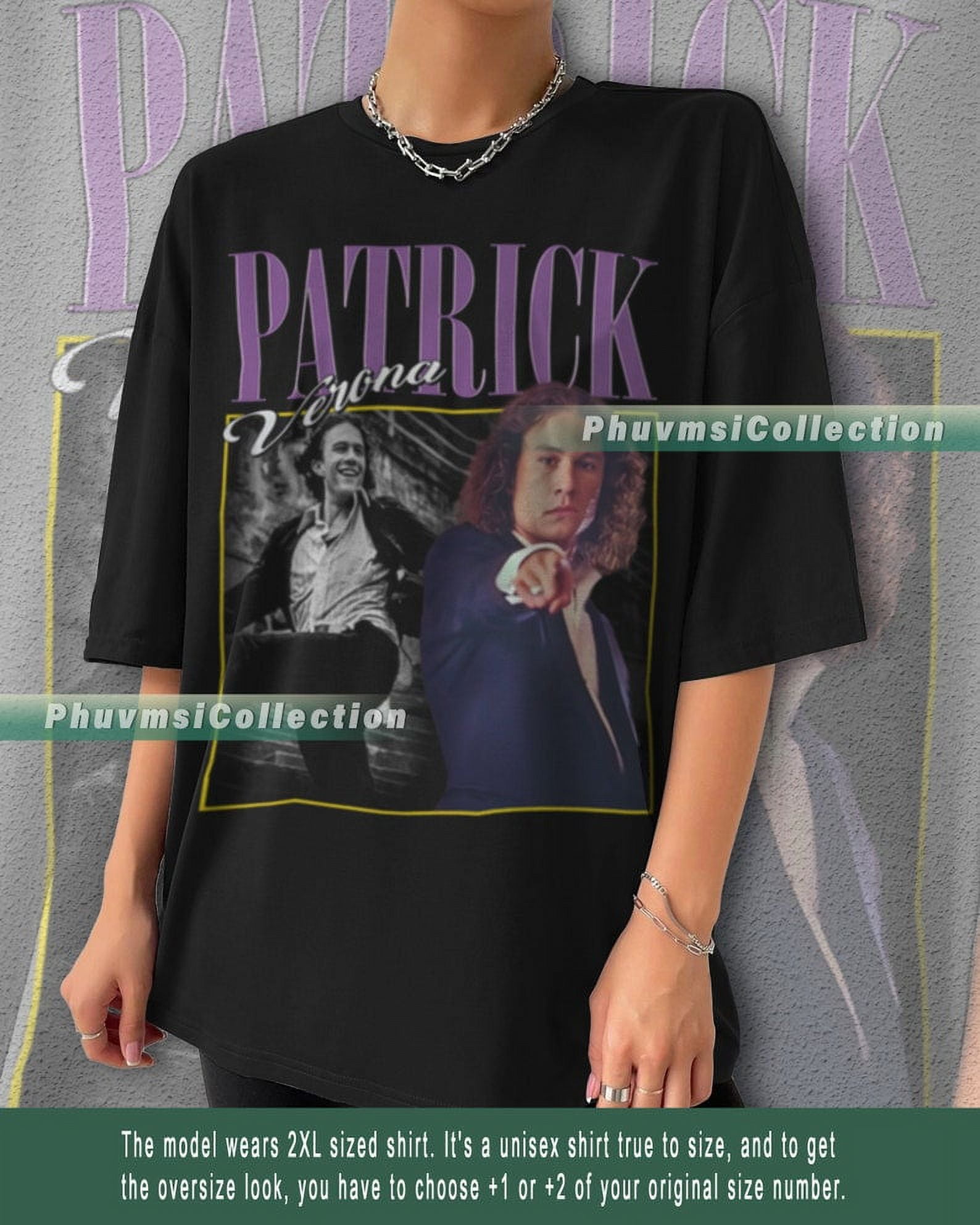 [BLACK] Patrick Verona Shirt Movie Actors Vintage Retro Classic Graphic ...