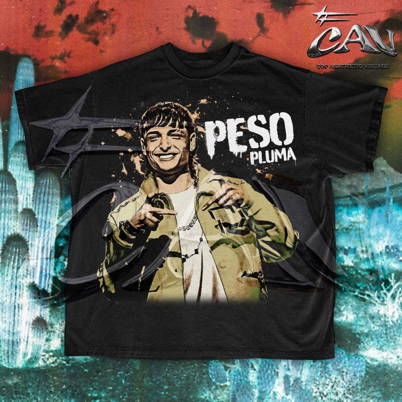 [BLACK] Peso Pluma Vintage Style T-Shirt | Mexican Corrido Singer ...