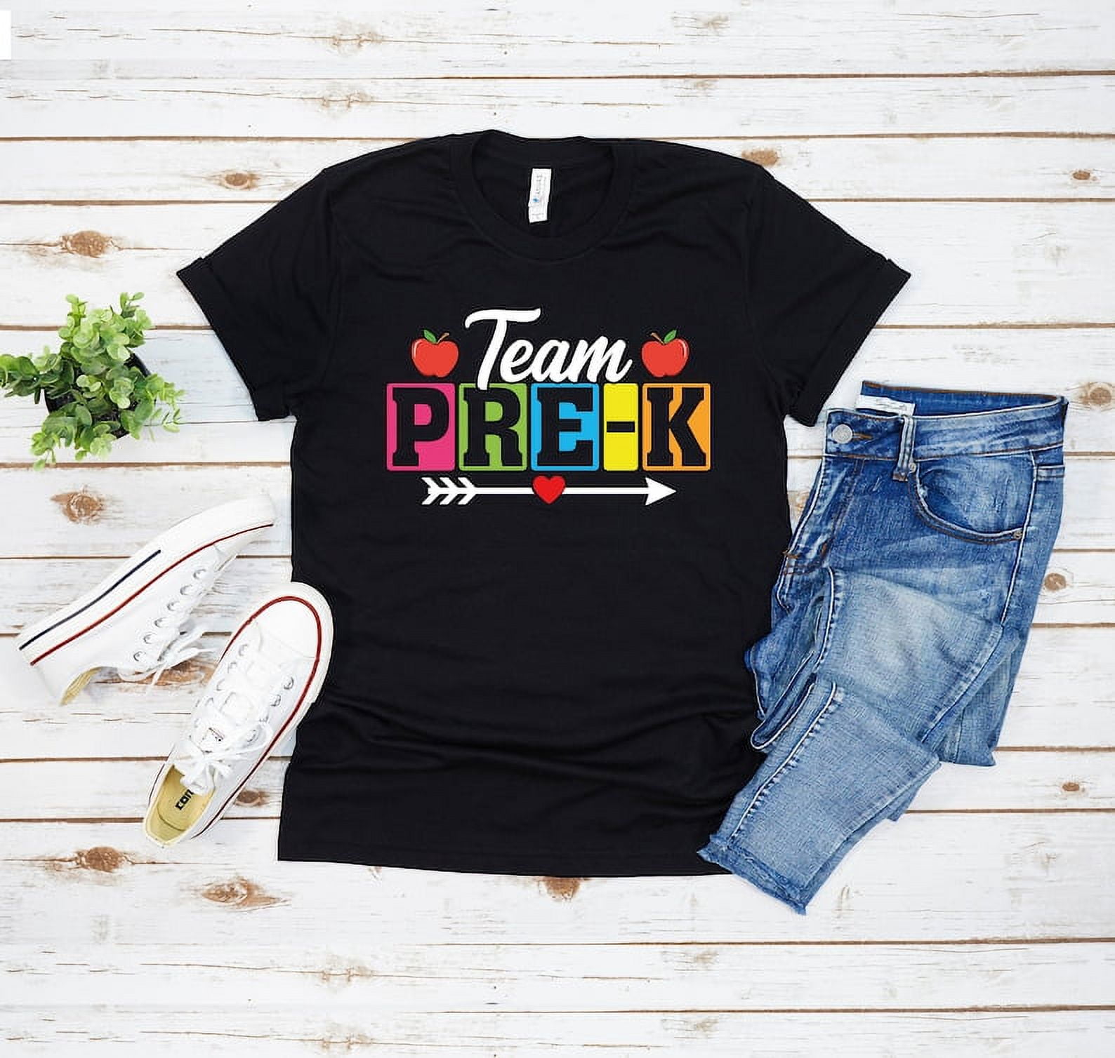 [BLACK] Pre-K Teacher Shirt, Team Pre-K Shirt, Pre K Crew Tee, Teacher ...