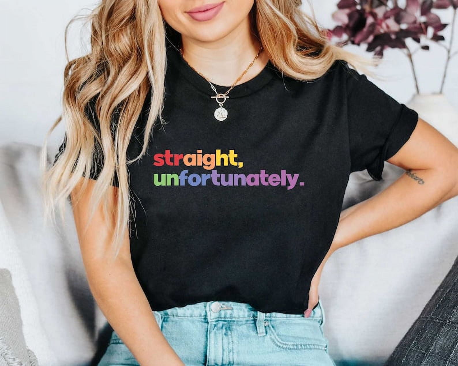 [BLACK] Pride Shirt, Straight Unfortunately Tee, Rainbow Shirt, Pride ...