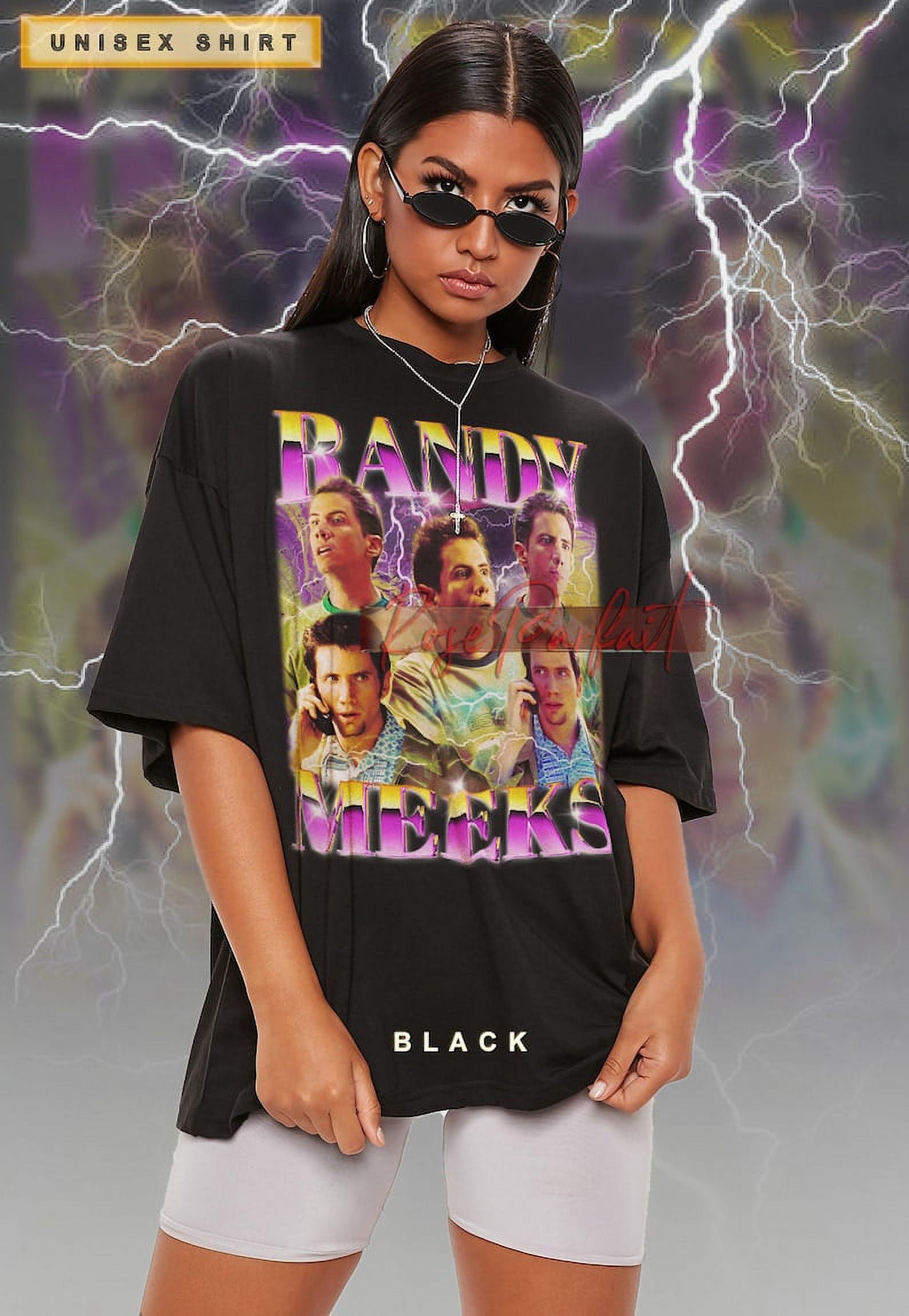 [BLACK] RANDY MEEKS Retro T-shirt - Randy Meeks Homage Tees - Walmart.com