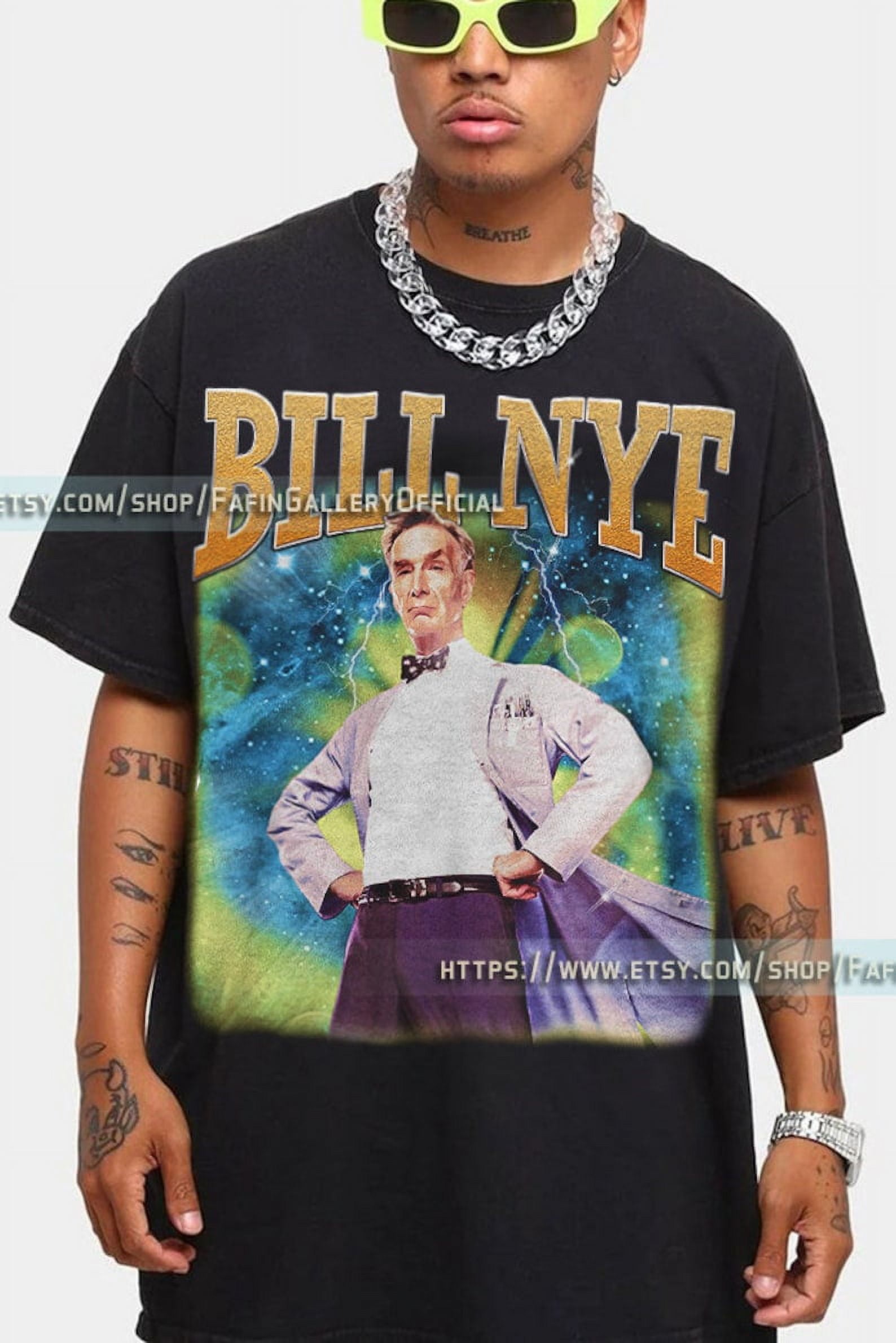 [BLACK] RETRO BILL NYE Vintage Shirt| William Sanford Nye Homage Tshirt ...