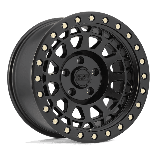 BLACK RHINO PRIMM 17X9 6X139.7 FALSE 71.5CB MATTE BLACK W/ BRASS BOLTS ...