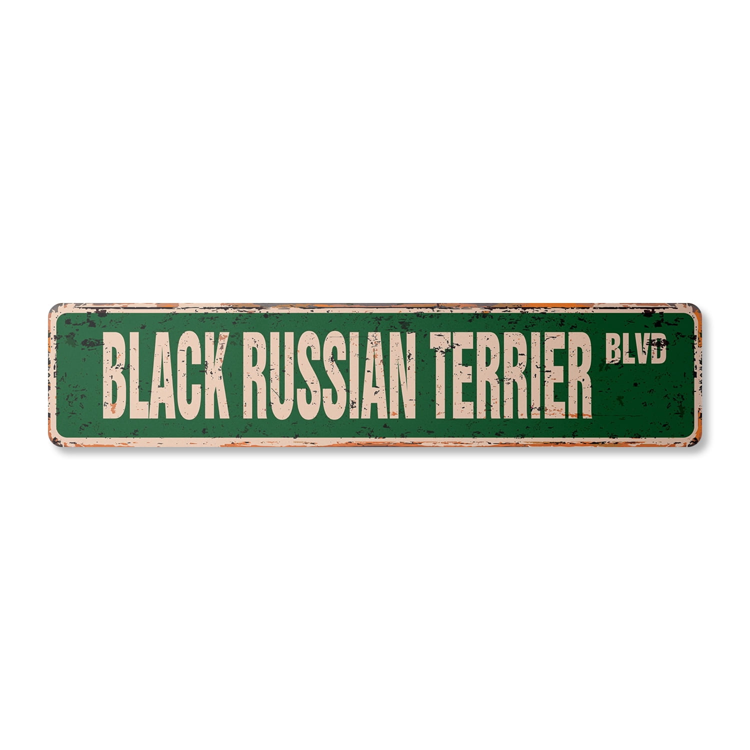 BLACK RUSSIAN TERRIER Vintage Aluminum Street Sign breed kennel groomer ...