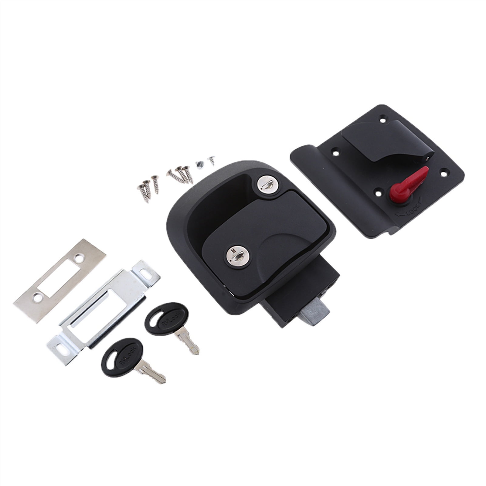 BLACK RV Trailer Entry Door Latch Deadbolt Handle Lock Keys Kit RV ...