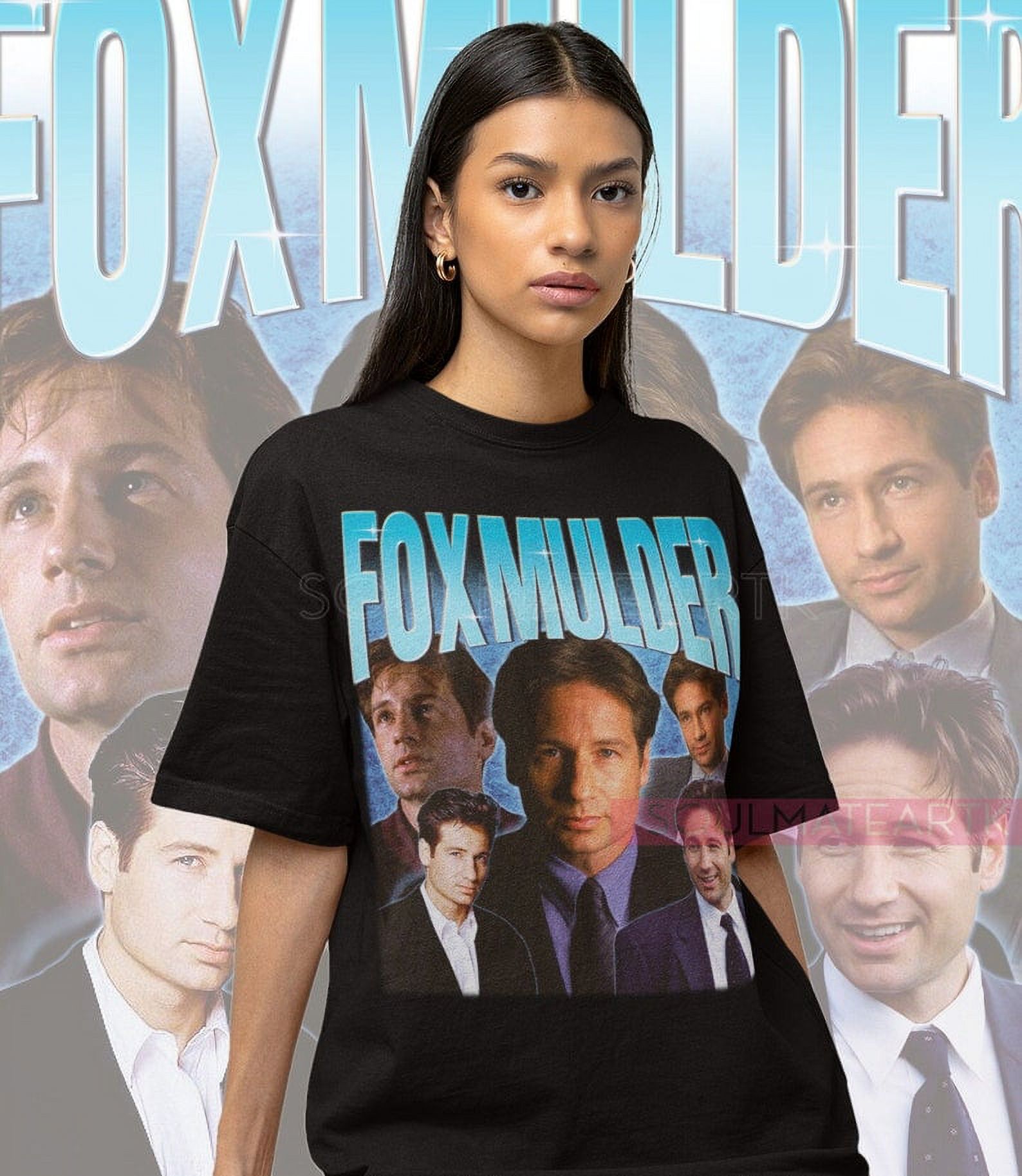 [BLACK] Retro Fox Mulder Shirt, Vintage Fox Mulder Tshirt, Homage Fox ...