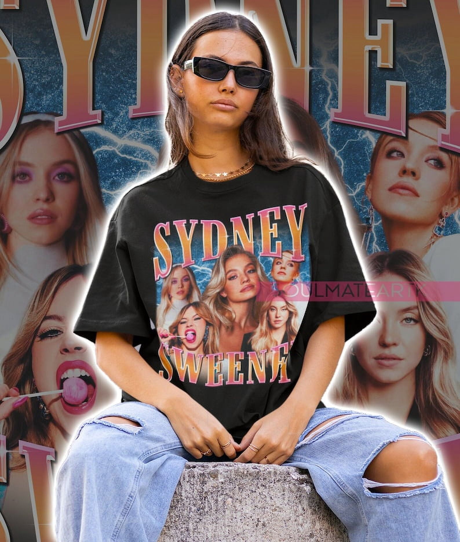[BLACK] Retro Sydney Sweeney Shirt, Vintage Sydney Sweeney Tshirt ...