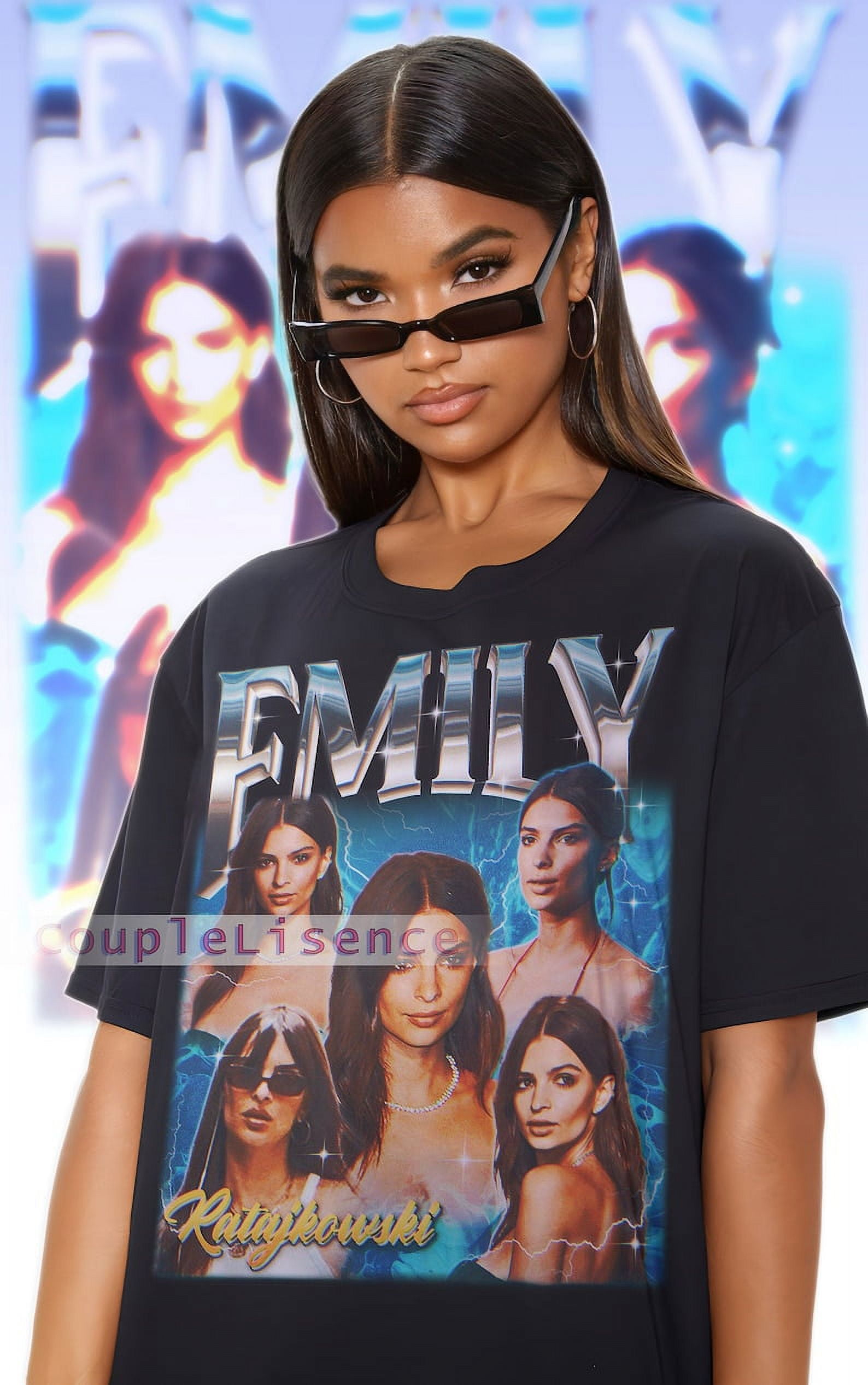 [BLACK] Retro Vintage EMILY RATAJKOWSKI | Ratajkowski Fan Tees | Emily ...
