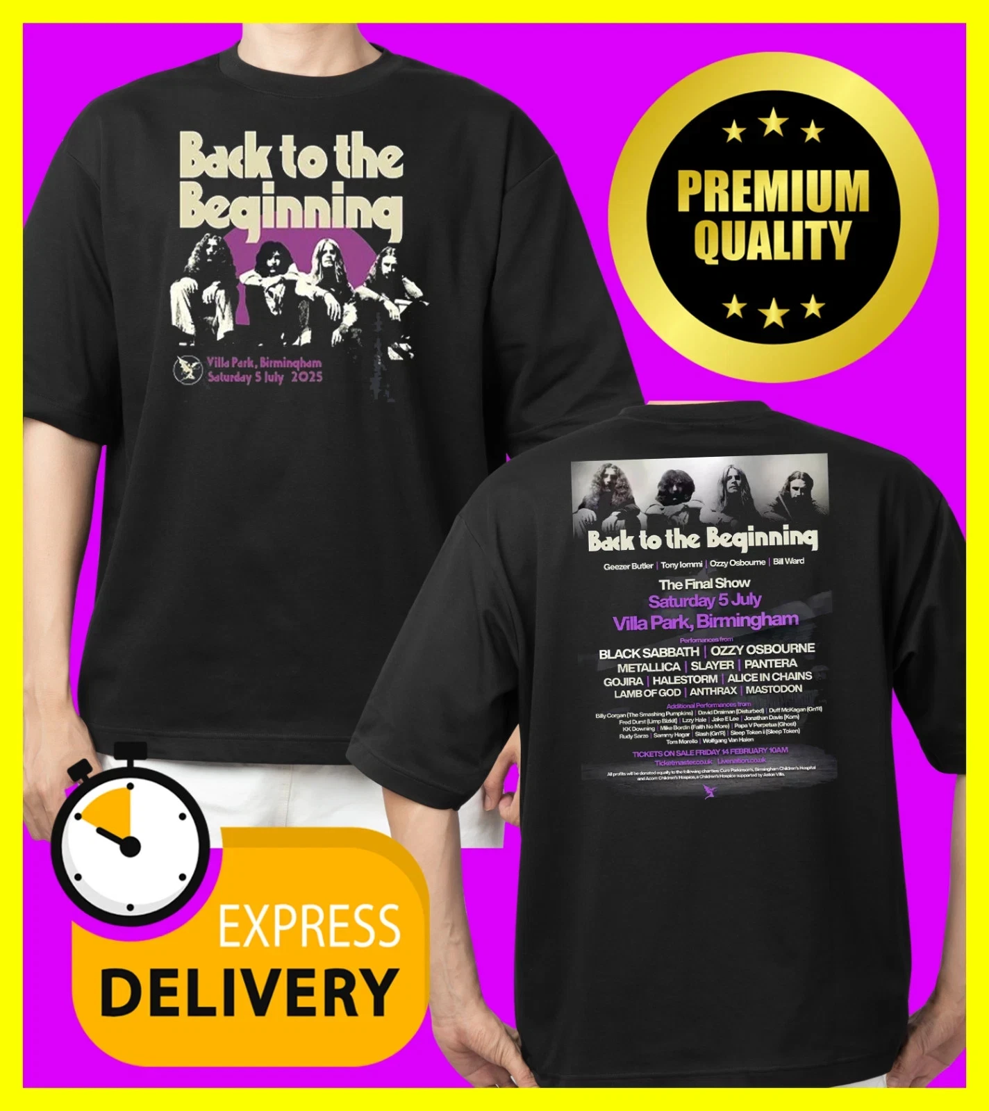 BLACK SABBATH 'BACK TO THE BEGINNING 2025 Black All Size T-Shirt 2sides ...