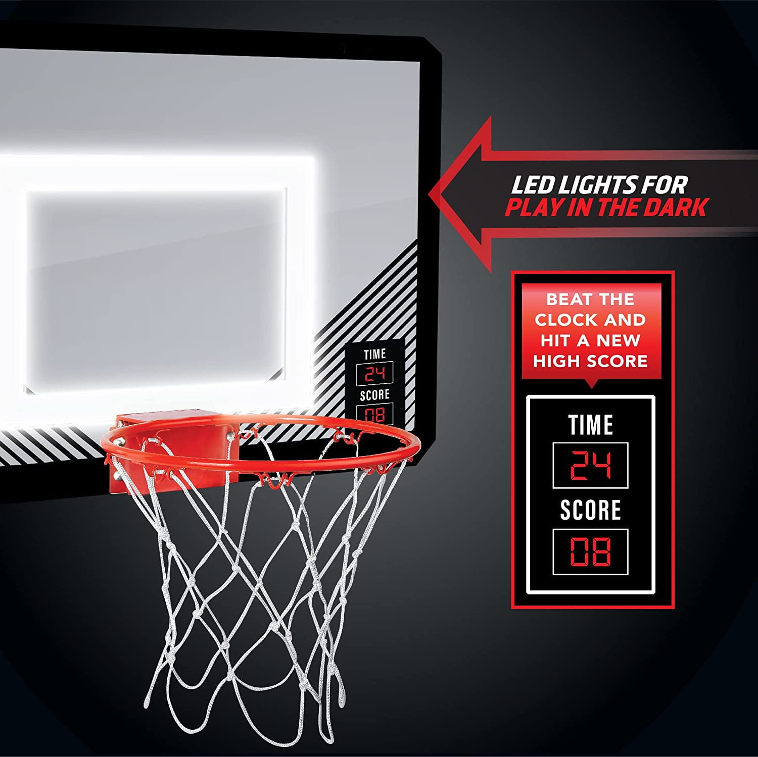 BLACK SERIES The LED Light-Up Basketball 18 Inch Hoop Sports Game with ...