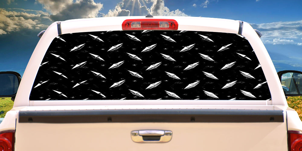 WHITE Rear Window Graphic back truck decal suv view thru vinyl ...