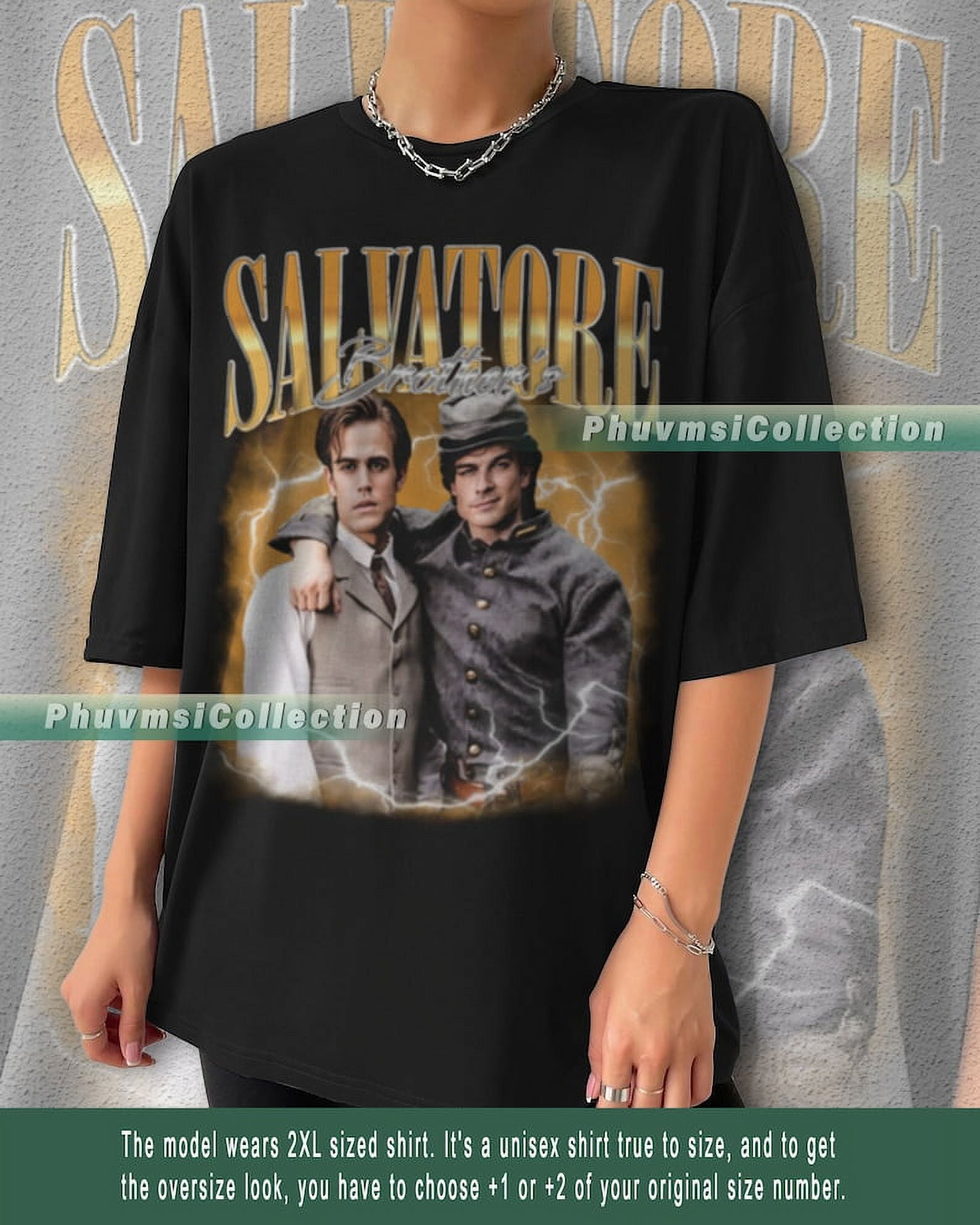 [BLACK] Salvatore Brother's Shirt Character Movie Vampire Vintage Retro ...