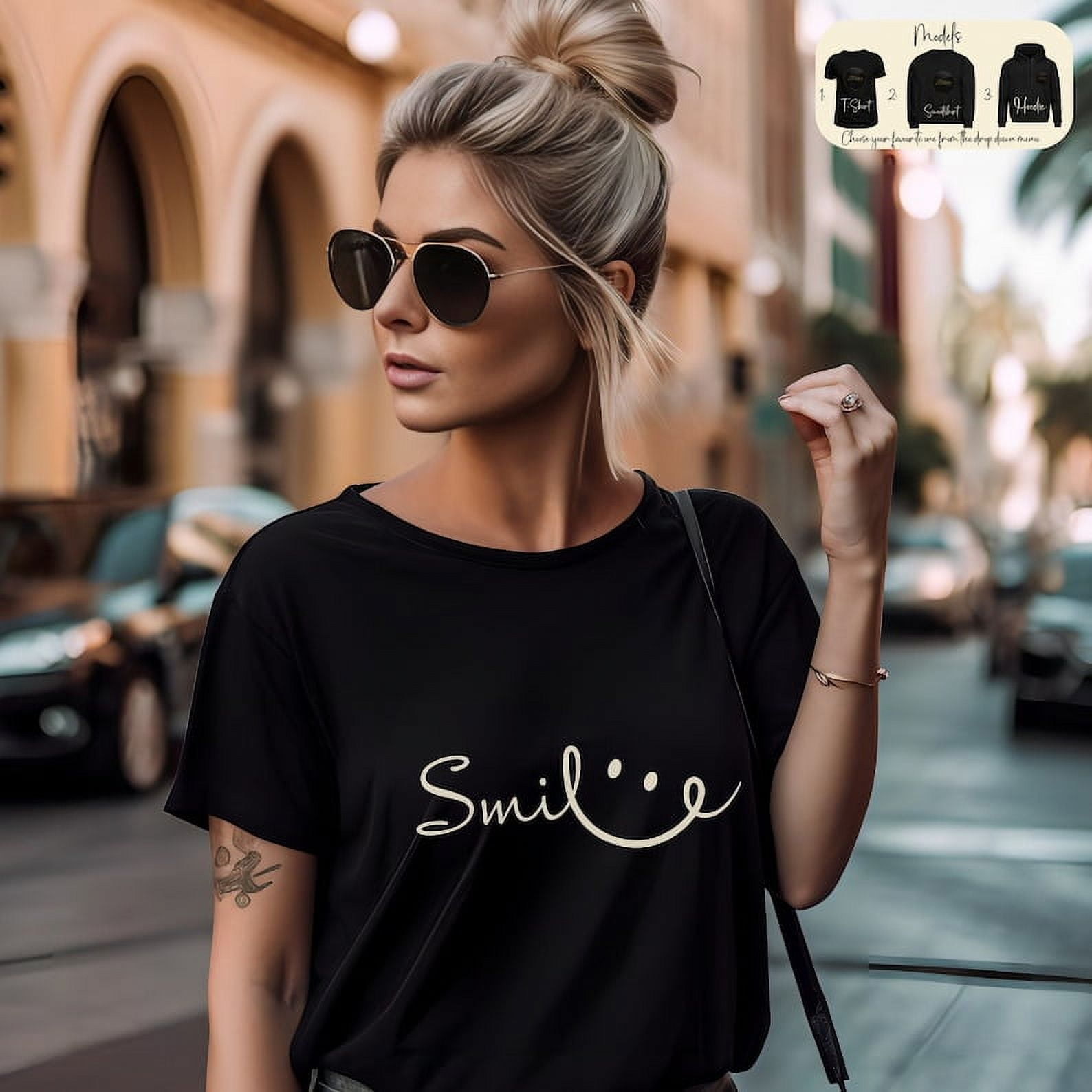 [BLACK] Smile Shirt, Positive Vibes Sweatshirt, Positivity Quote T ...