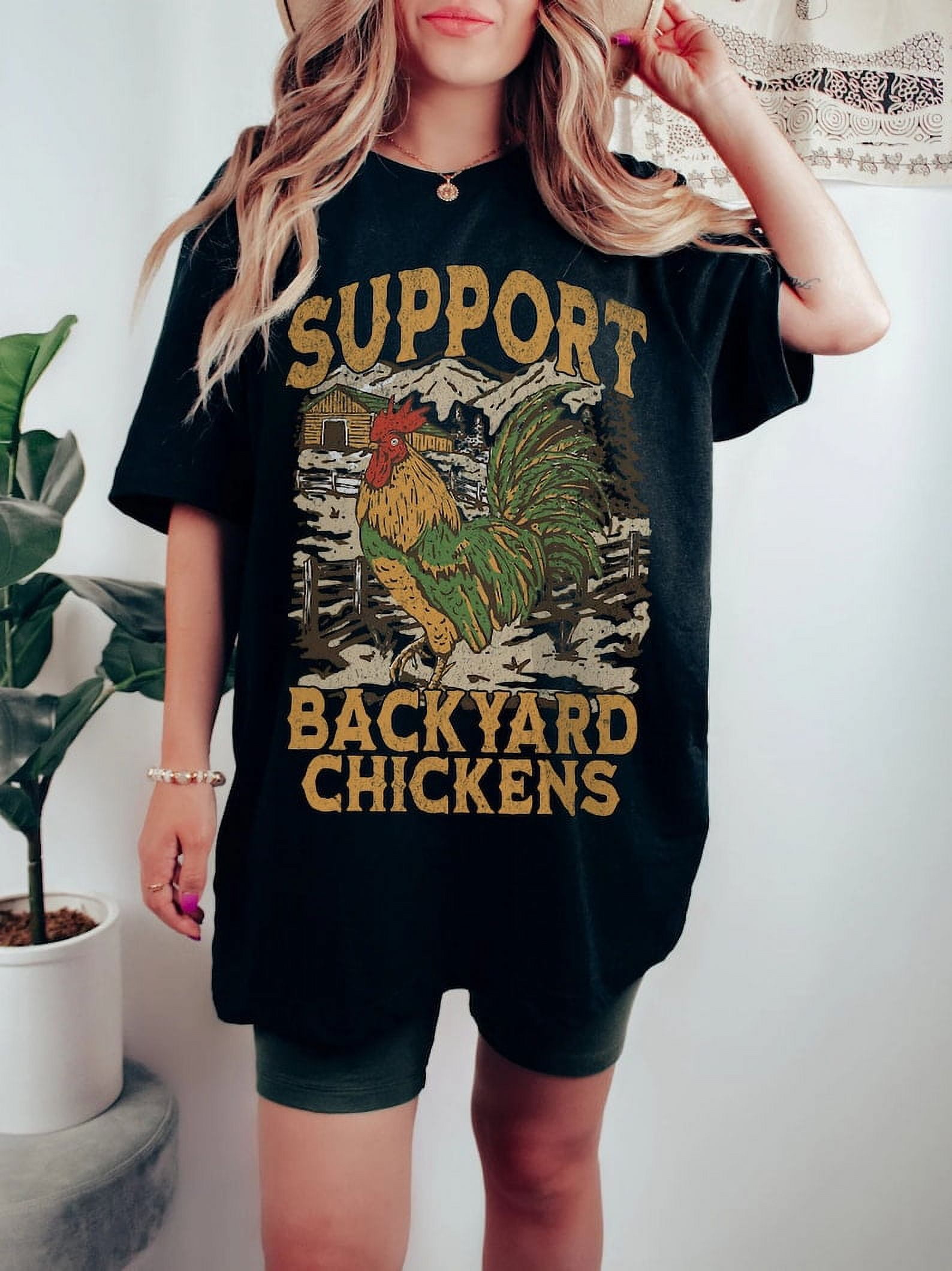 [BLACK] Support Backyard Chicken Tee UNISEX - Walmart.com