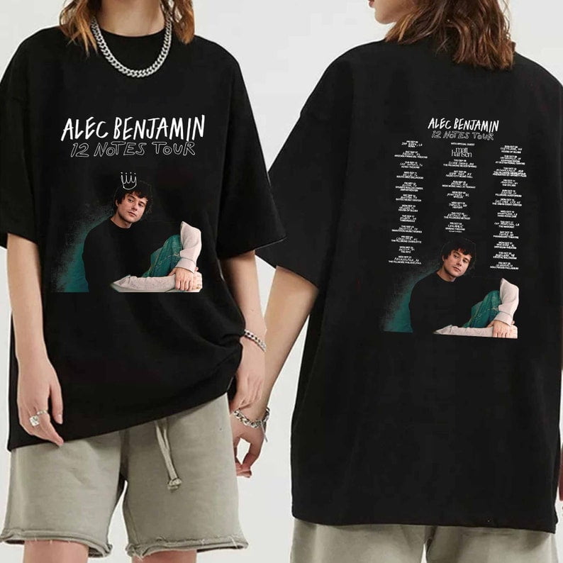 BLACK T-SHIRT Alec Benjamin - 12 Notes Tour 2024 Shirt, Alec Benjamin ...