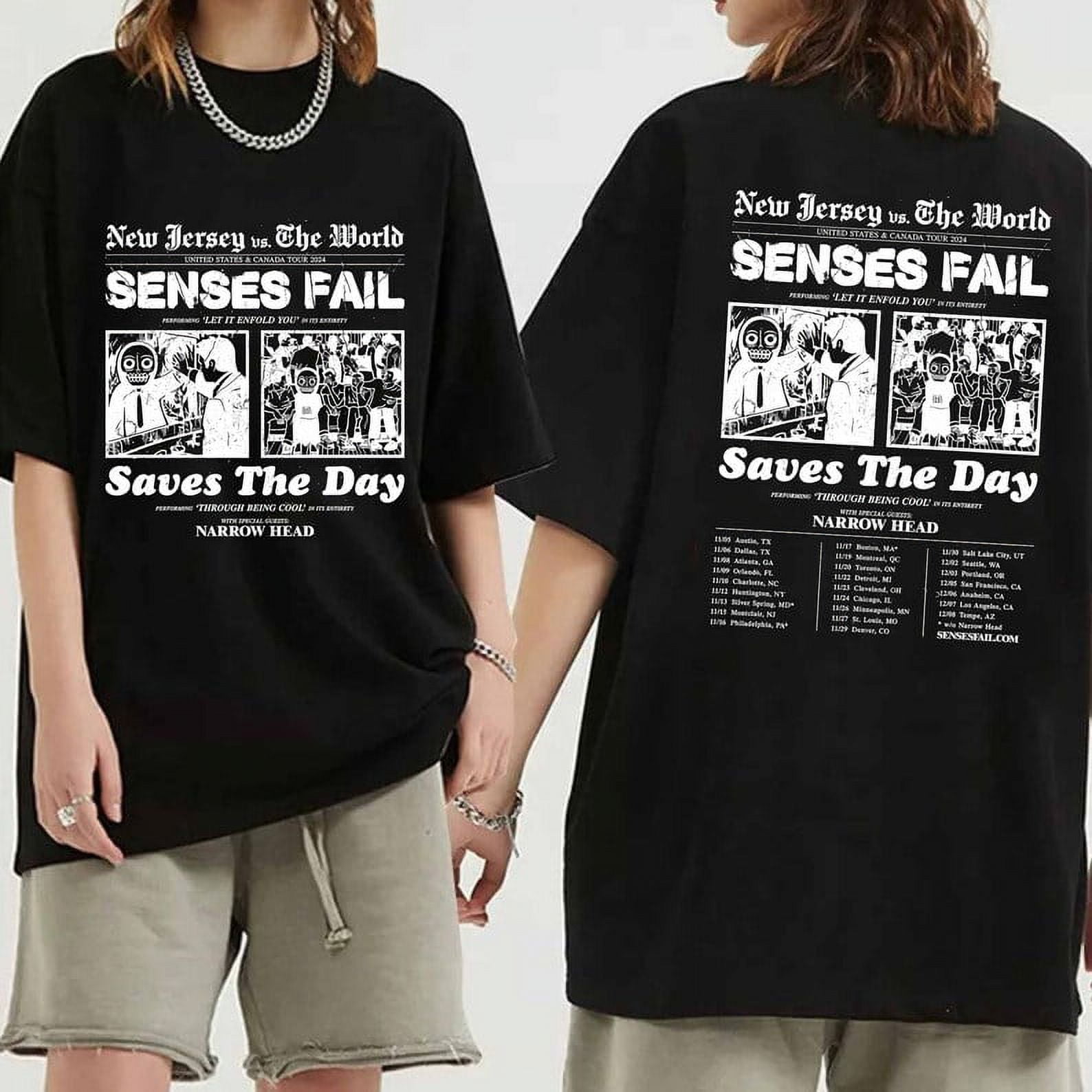Black T Shirt Senses Fail And Saves The Day Fall 2024 North American