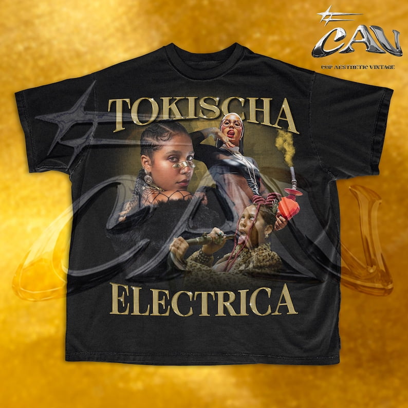 [BLACK] Tokischa 'Electrica' Vintage Bootleg Hip-Hop T-Shirt ...