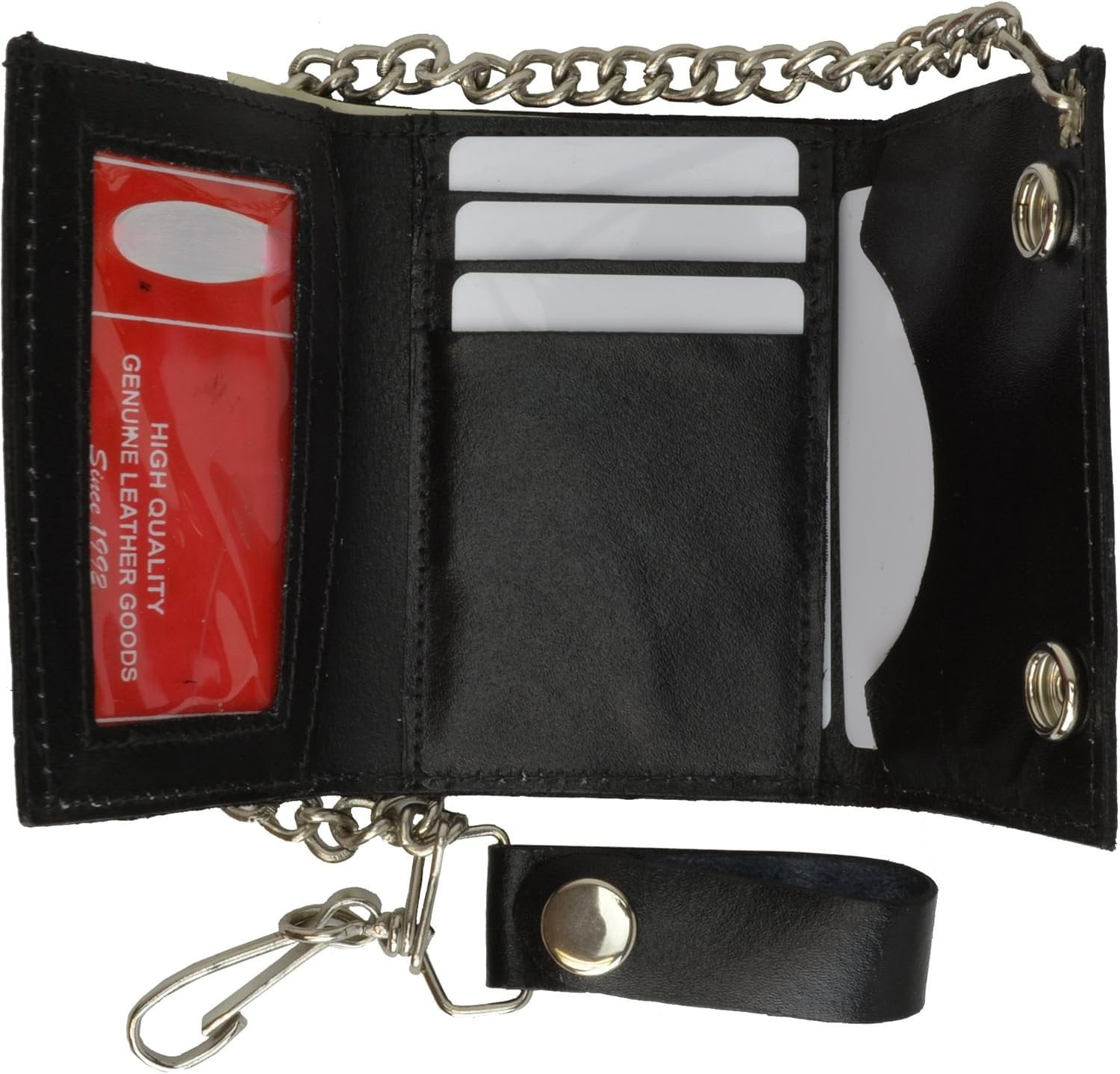 BLACK Trifold Biker's Wallet ID Card Holder w/Chain Skull - Walmart.com