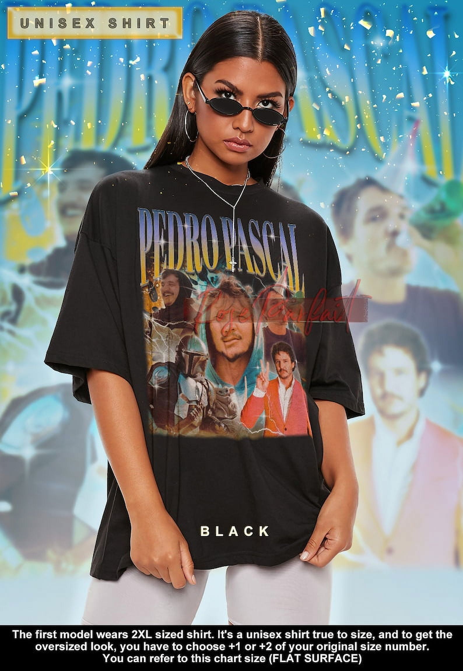 [BLACK] Vintage PEDRO PASCAL Shirt, Pedro Retro 90s Tees - Walmart.com