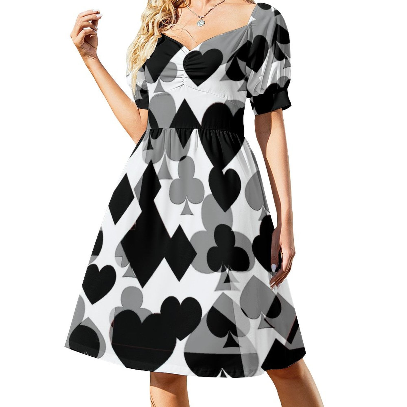 BLACK & WHITE CASINO SUITES ABSTRACTED ART Sleeveless Dress elegant and ...