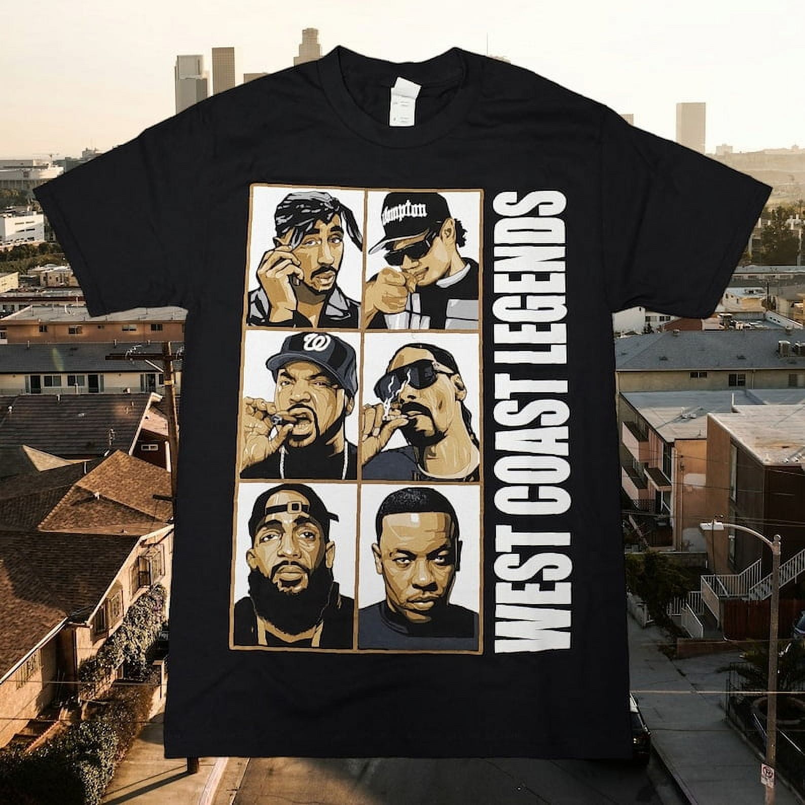 [BLACK] West Coast Legends Hip Hop Graphic T-shirts S-XXL - Walmart.com