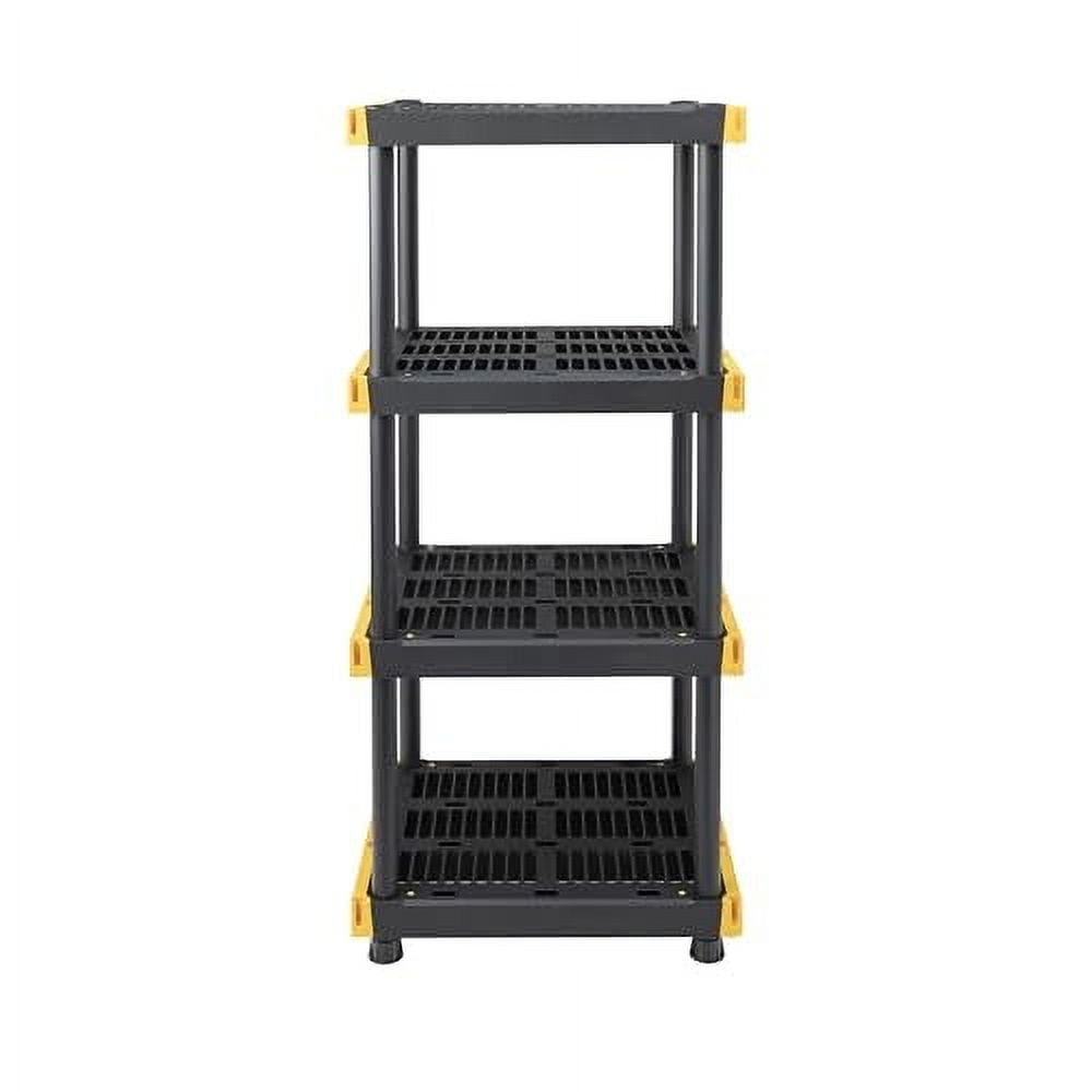 BLACK & YELLOW® 4-Tier Heavy Duty Plastic Storage Shelving Unit, 100lbs ...