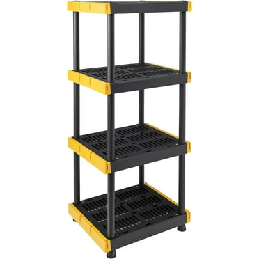 Black & Yellow, 5-Tier Heavy Duty Plastic Storage Shelving Unit, 200lbs ...