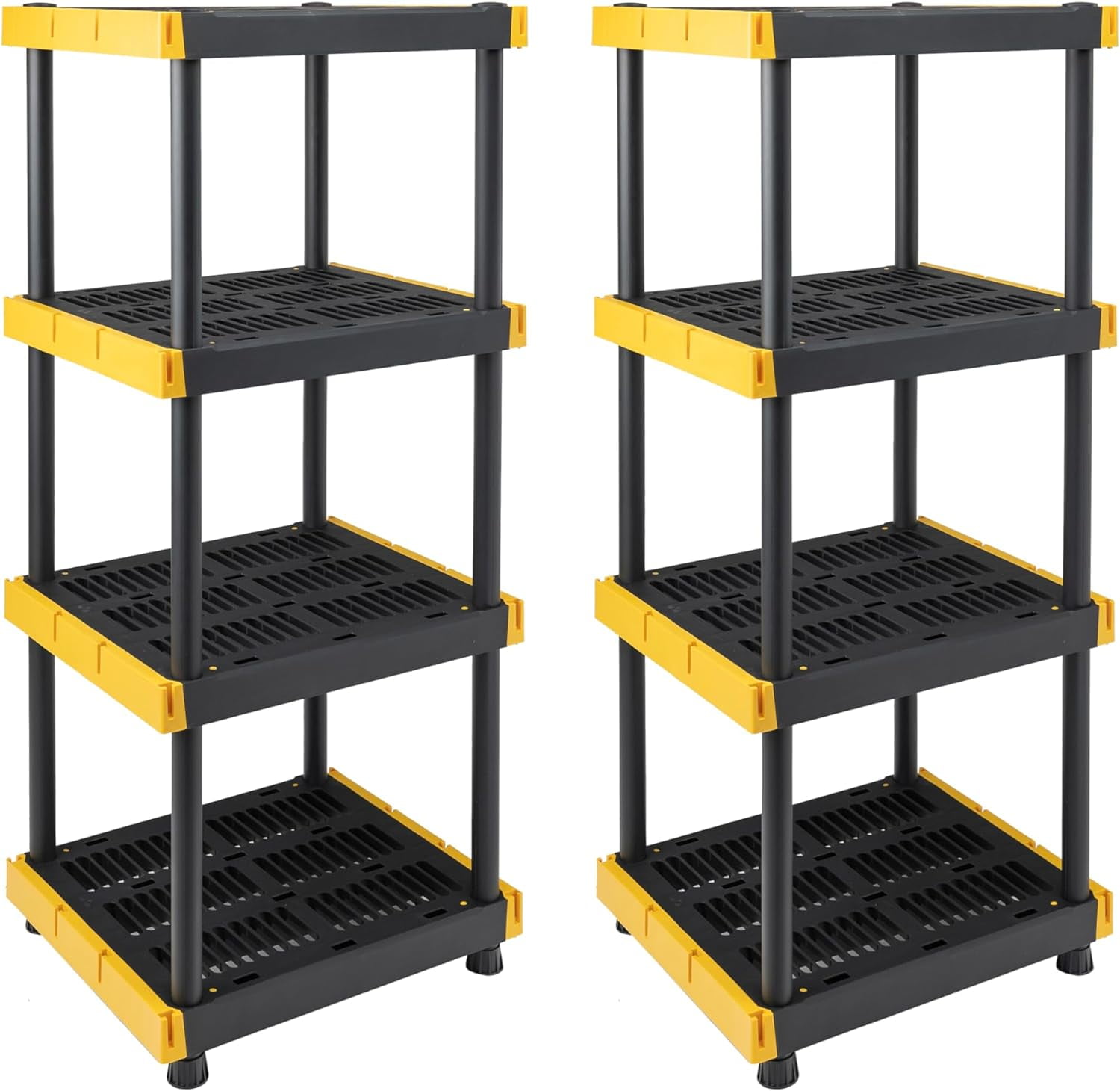 BLACK & YELLOW® 4-Tier Heavy Duty Plastic Storage Shelving Unit, 100lbs ...