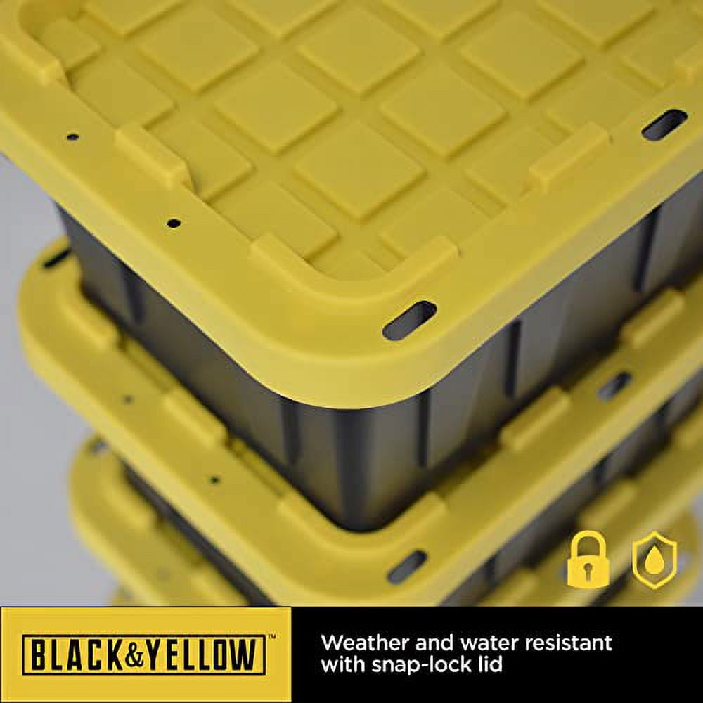 BLACK & YELLOW® 5-Gallon Tough Storage Containers with Lids, Stackable ...