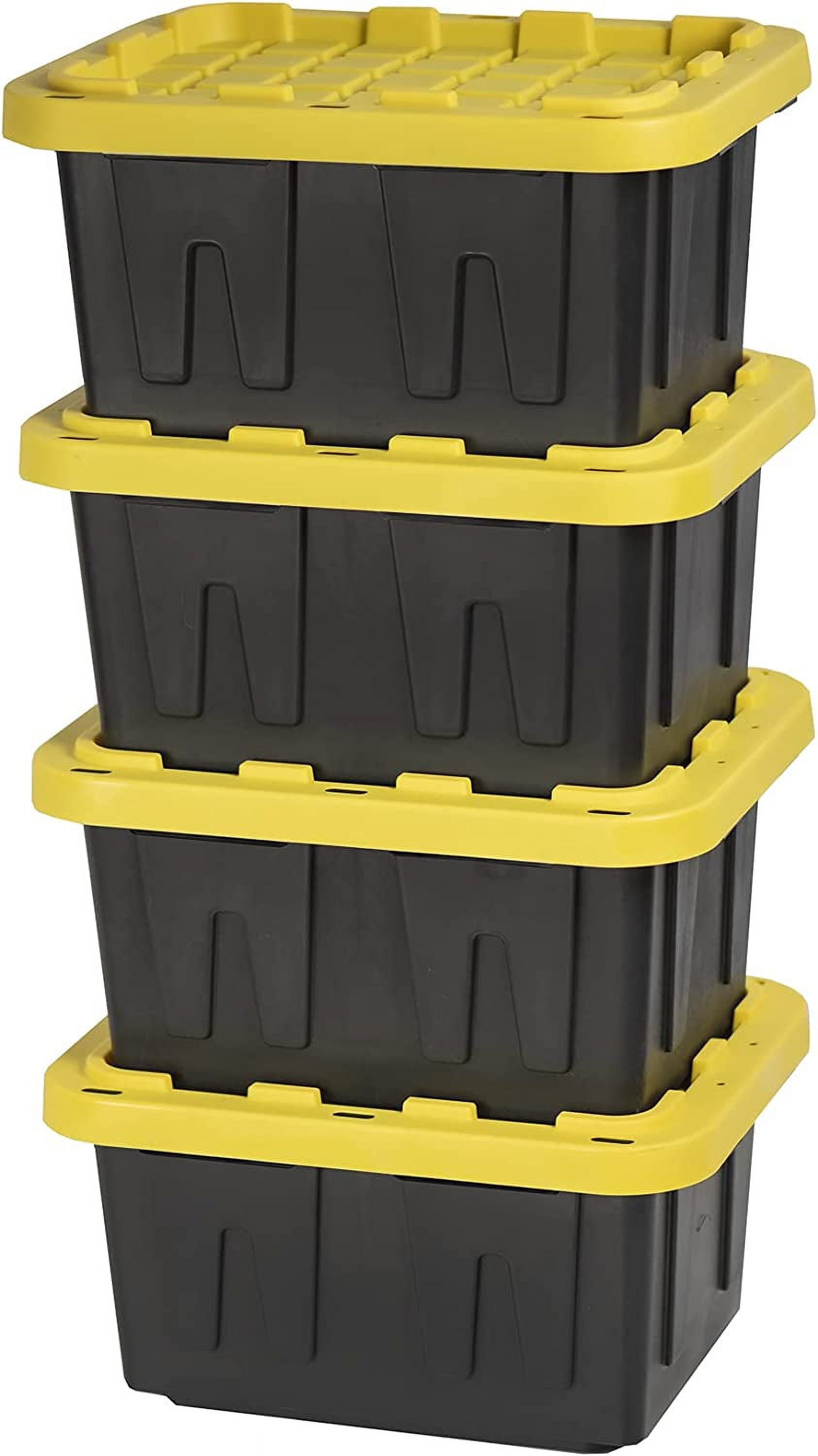 BLACK & YELLOW® 5-Gallon Tough Storage Containers with Lids, Stackable ...