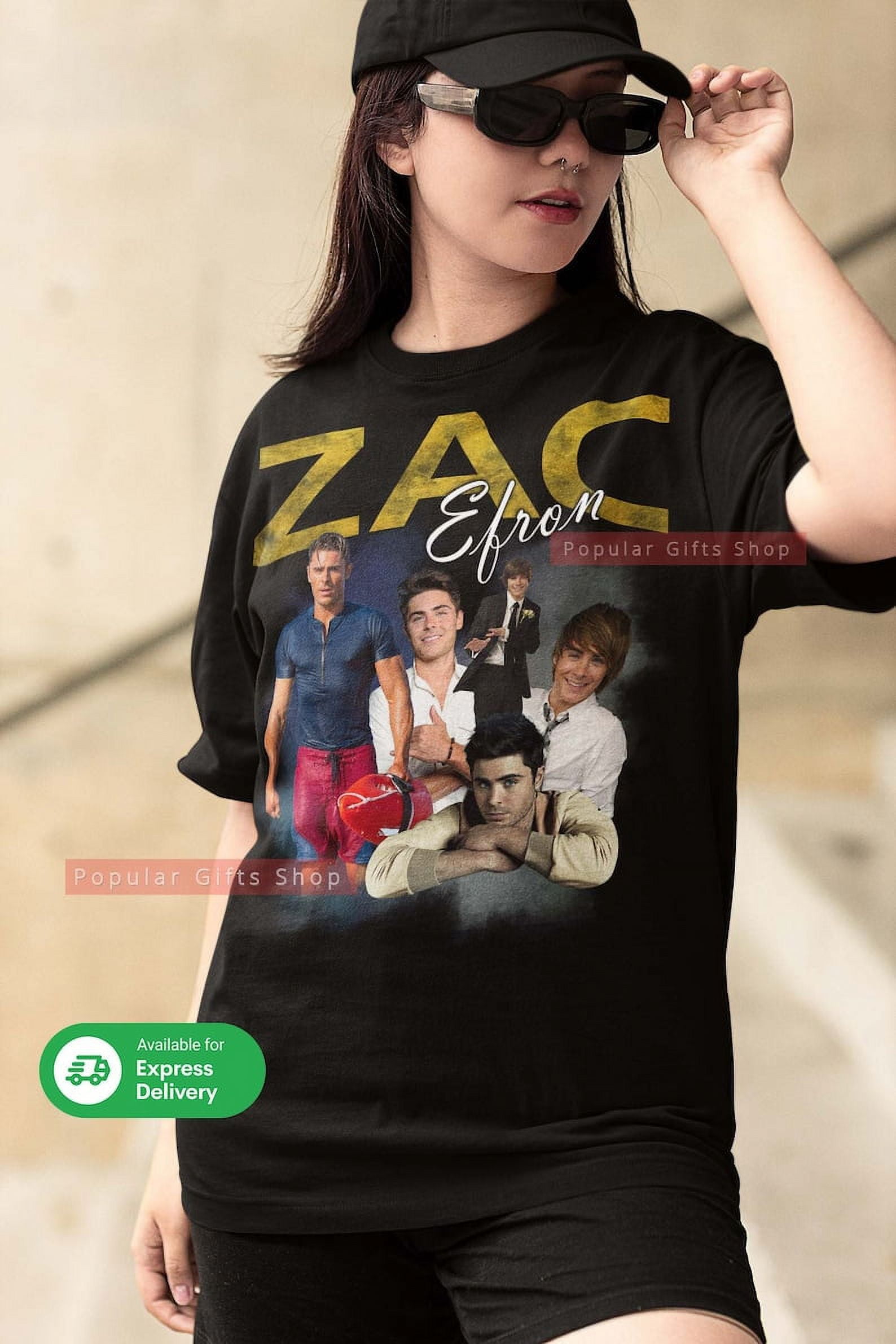 [BLACK] Zac Efron Vintage Unisex Shirt - Walmart.com