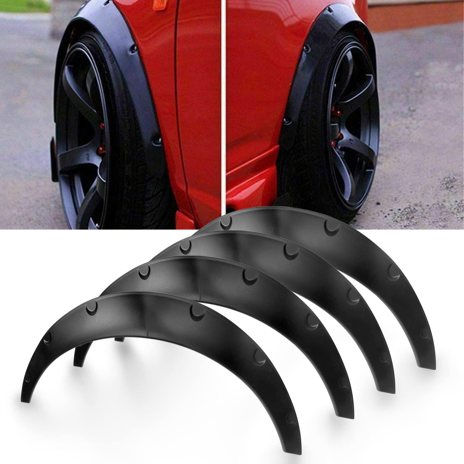 BLACKHORSE-RACING 4PCS 3.5"/890mm Universal Car Wheel Fender Flares ...